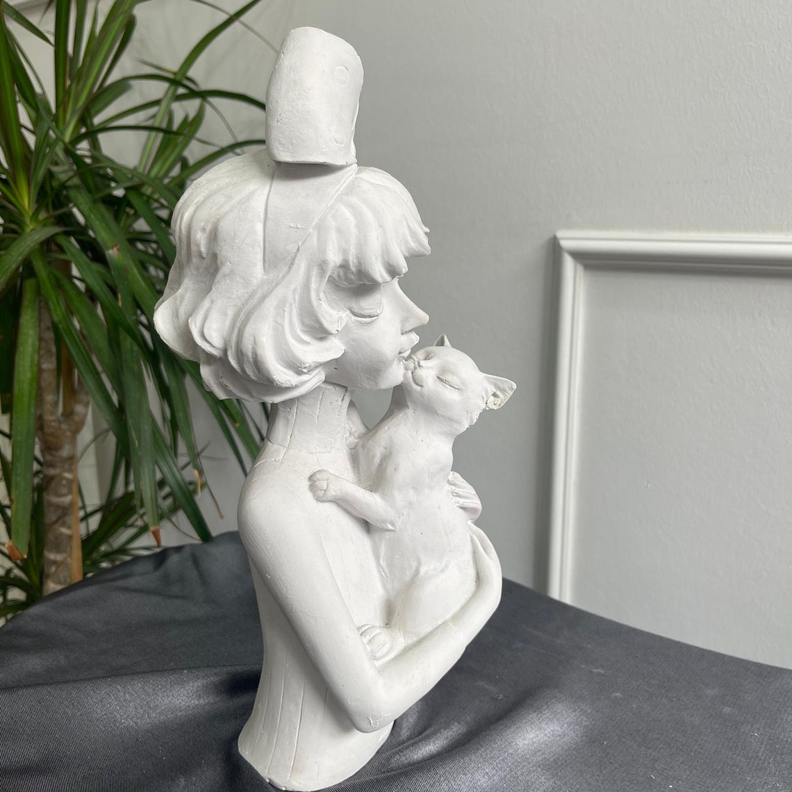 Cat Girl Art Statue Cat Girl Object Sculpture White Home - Etsy