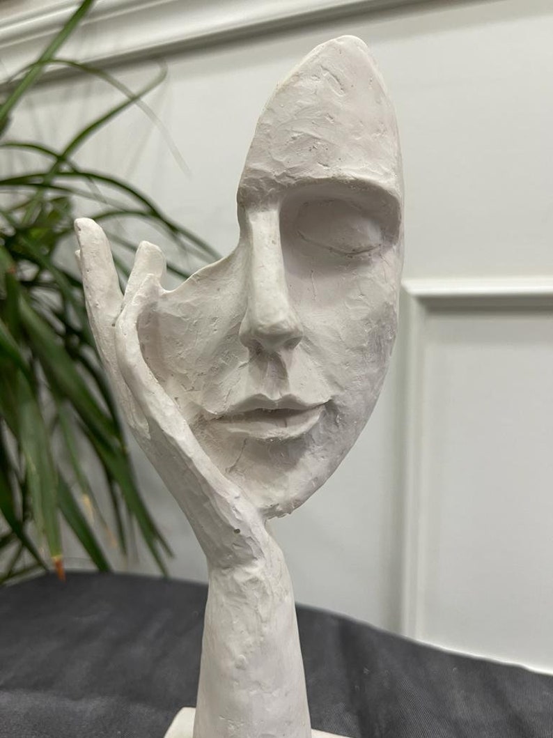 Mask on Cheek Statue Mask Art Sculpture White Home Decor - Etsy