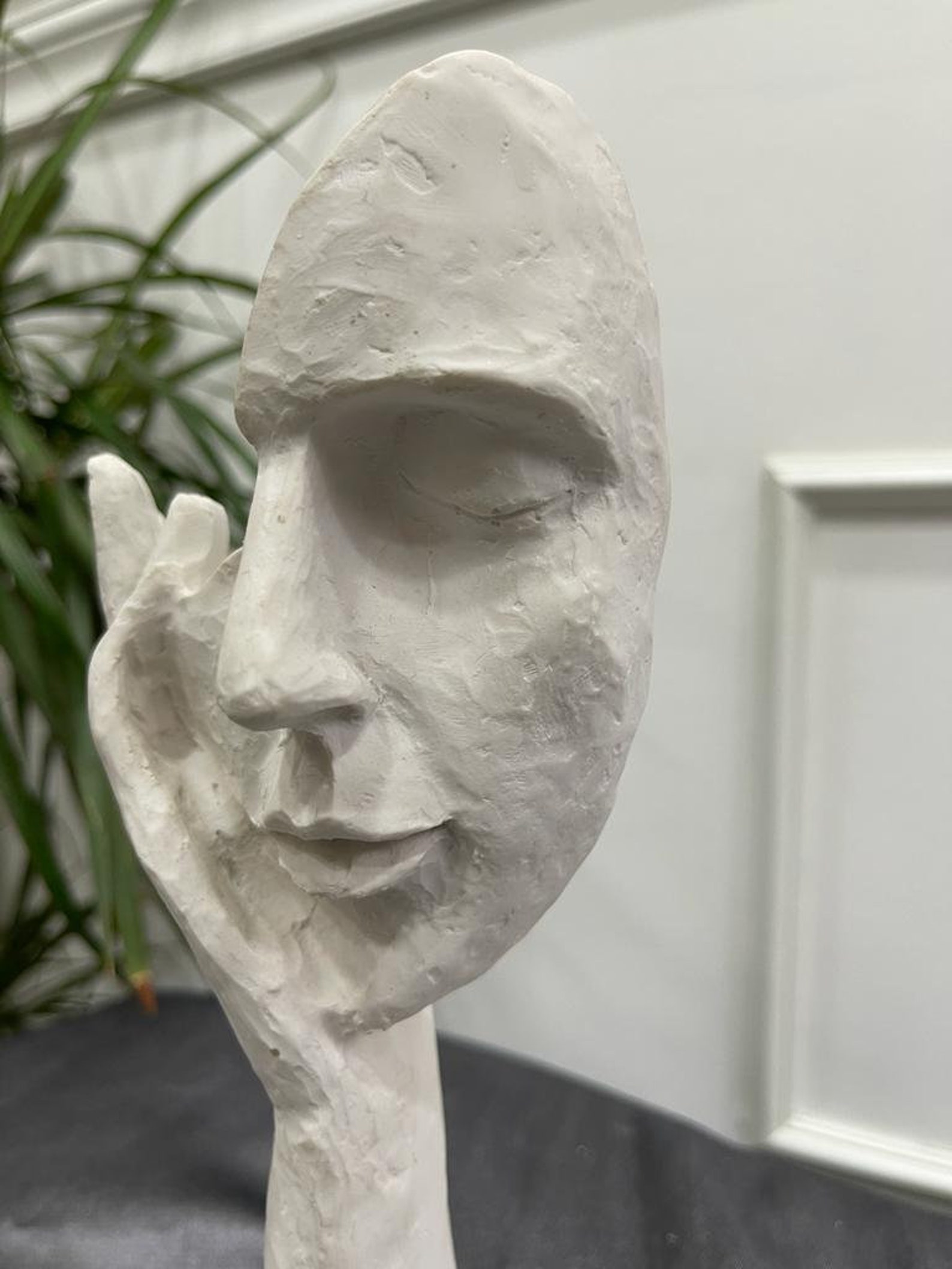 Mask on Cheek Statue Mask Art Sculpture White Home Decor - Etsy