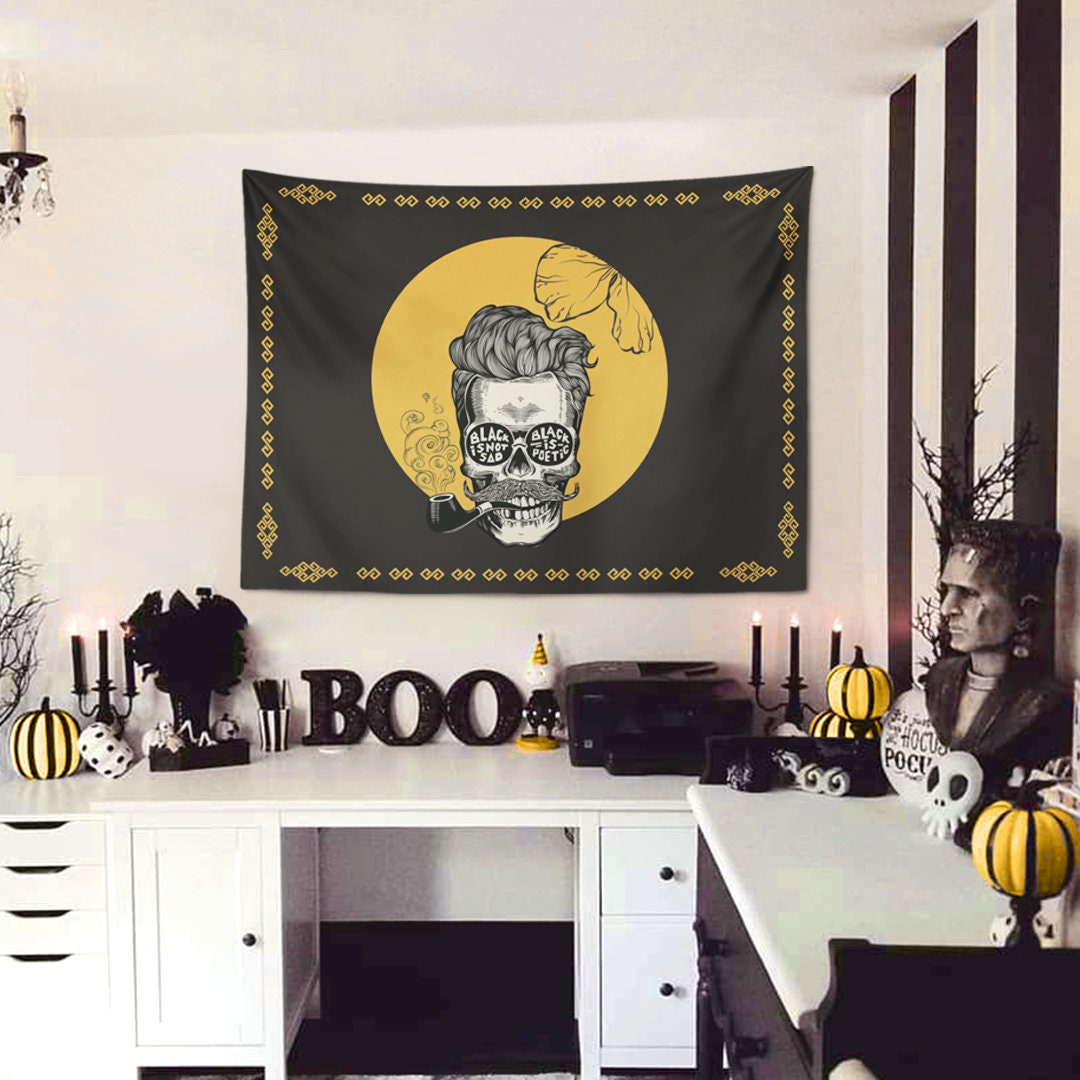 Mr. Skull Wall Art, Mr. Skull Tapestry, Living Room Decor, College Dorm ...