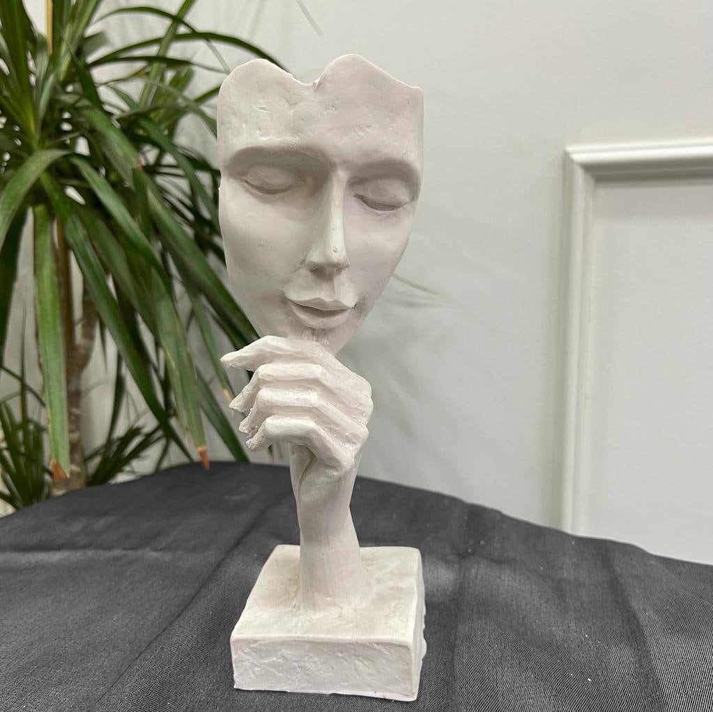 Mask on Her Chin Statue Mask Art Sculpture White Home Decor - Etsy