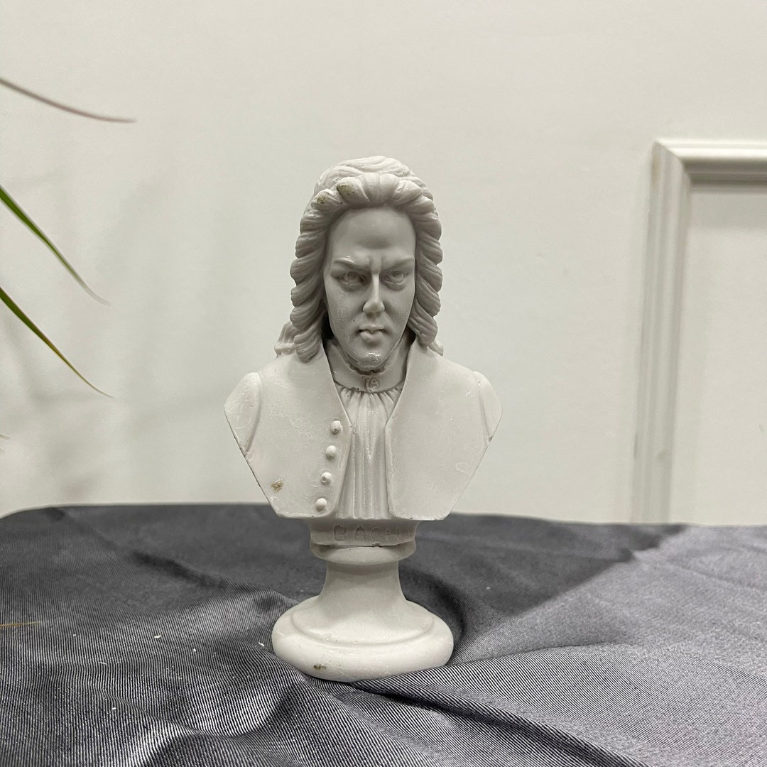 Handcrafted Mini Bach Bust Statue - Elegant Classical Composer Figurine ...