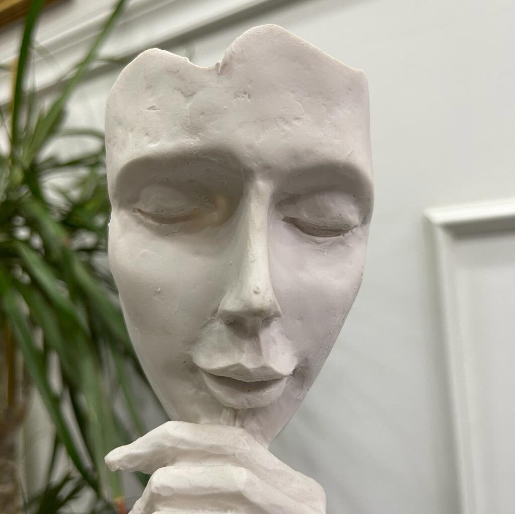 Mask on Her Chin Statue Mask Art Sculpture White Home Decor - Etsy