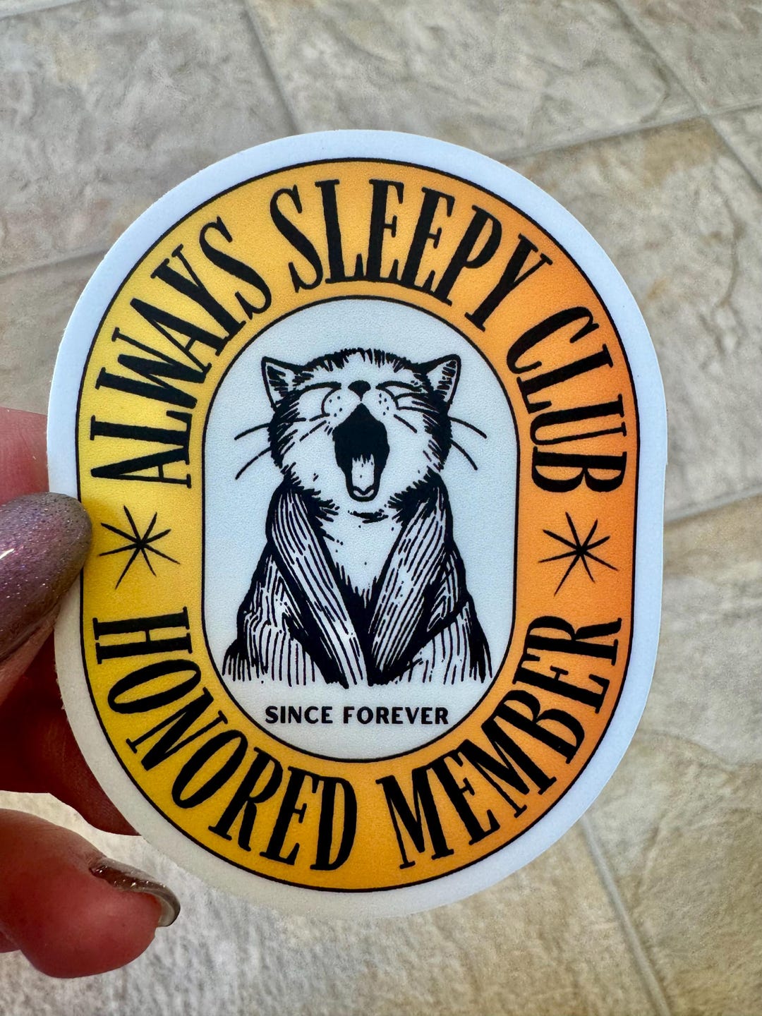 Always Sleepy Club Sticker| Funny Yawning Cat Sticker| Gift Ide for Cat ...