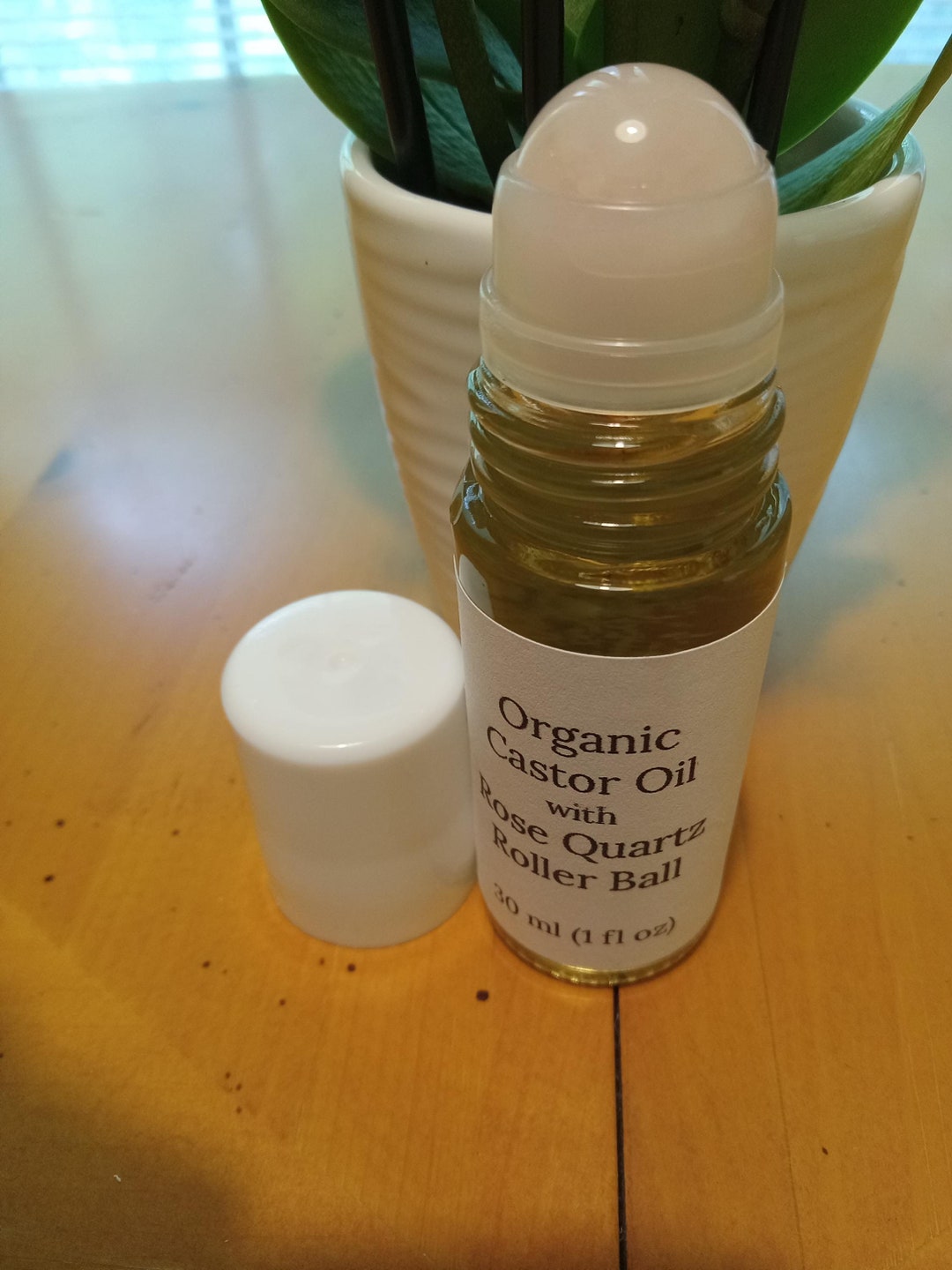 Castor Oil Large Rose Quartz Ball Roll on Clean Skincare 1 Oz Clear ...