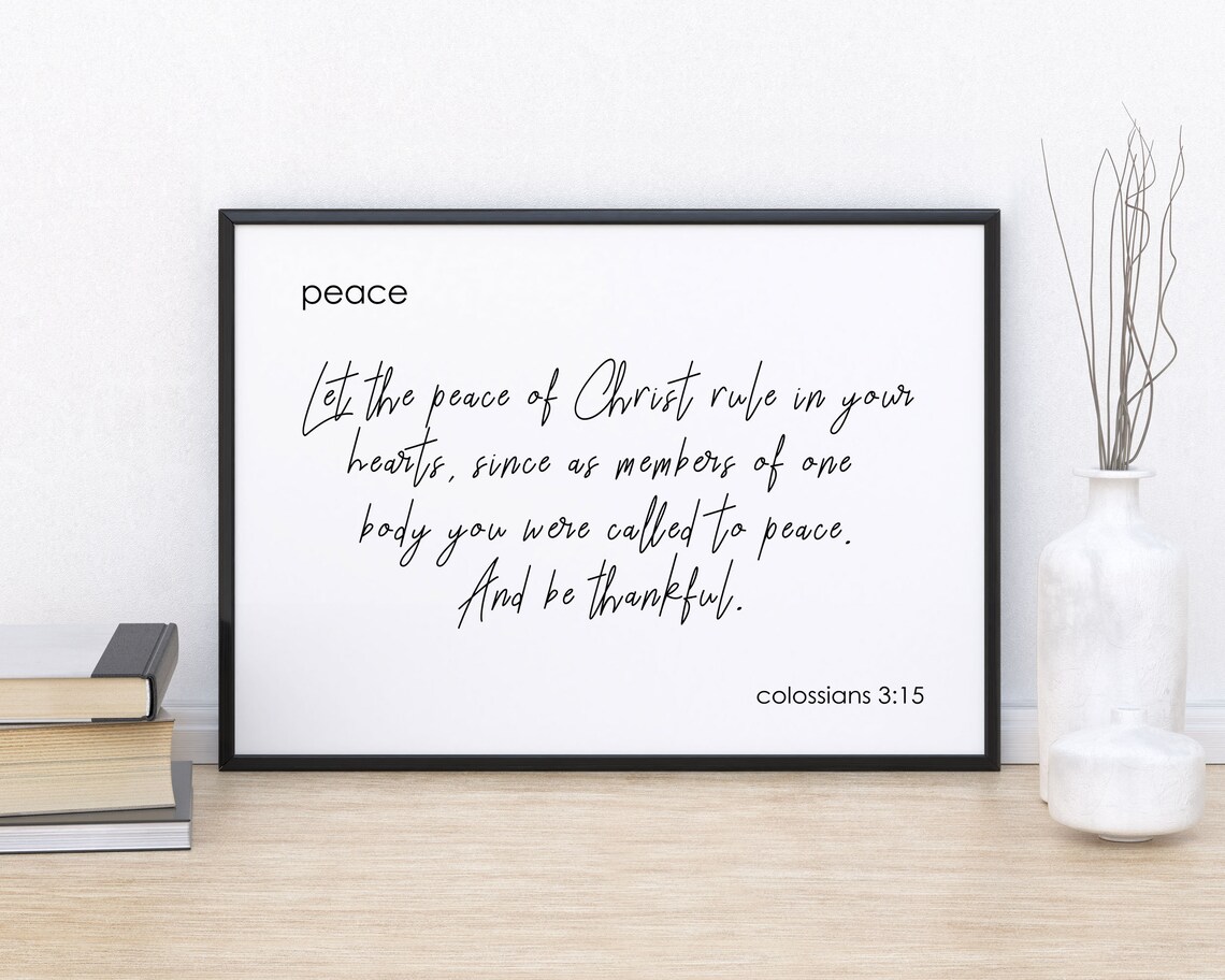Peace in Christ Bible Verse Wall Art Colossians 3 Scripture Wall Art ...