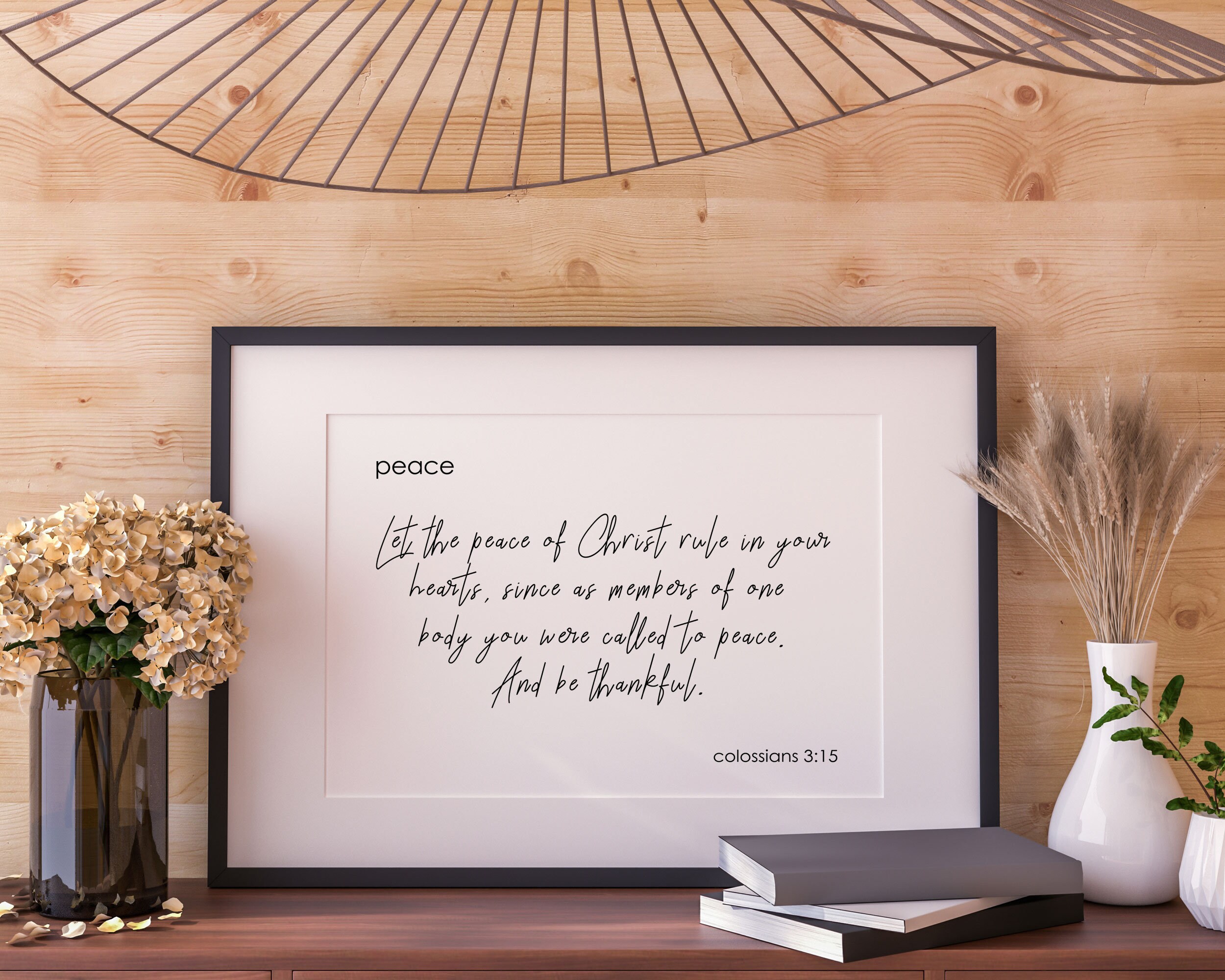 Peace in Christ Bible Verse Wall Art Colossians 3 Scripture Wall Art ...