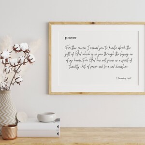 2 Timothy 1 7 Bible Verse Wall Art Modern Christian Art Digital ...