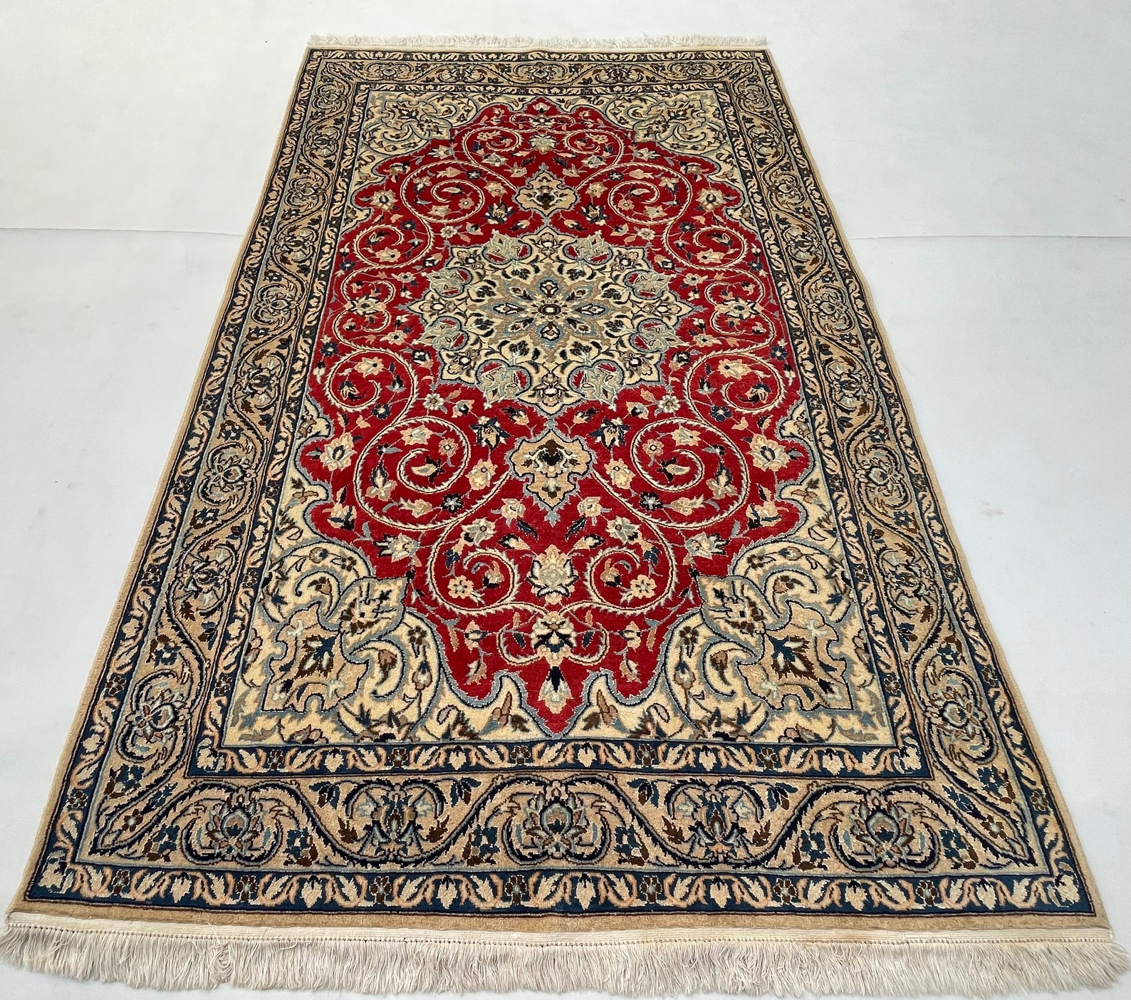 Original Nain Rug 4x6 1990s Rug Art Deco Handmade Persian Antique ...