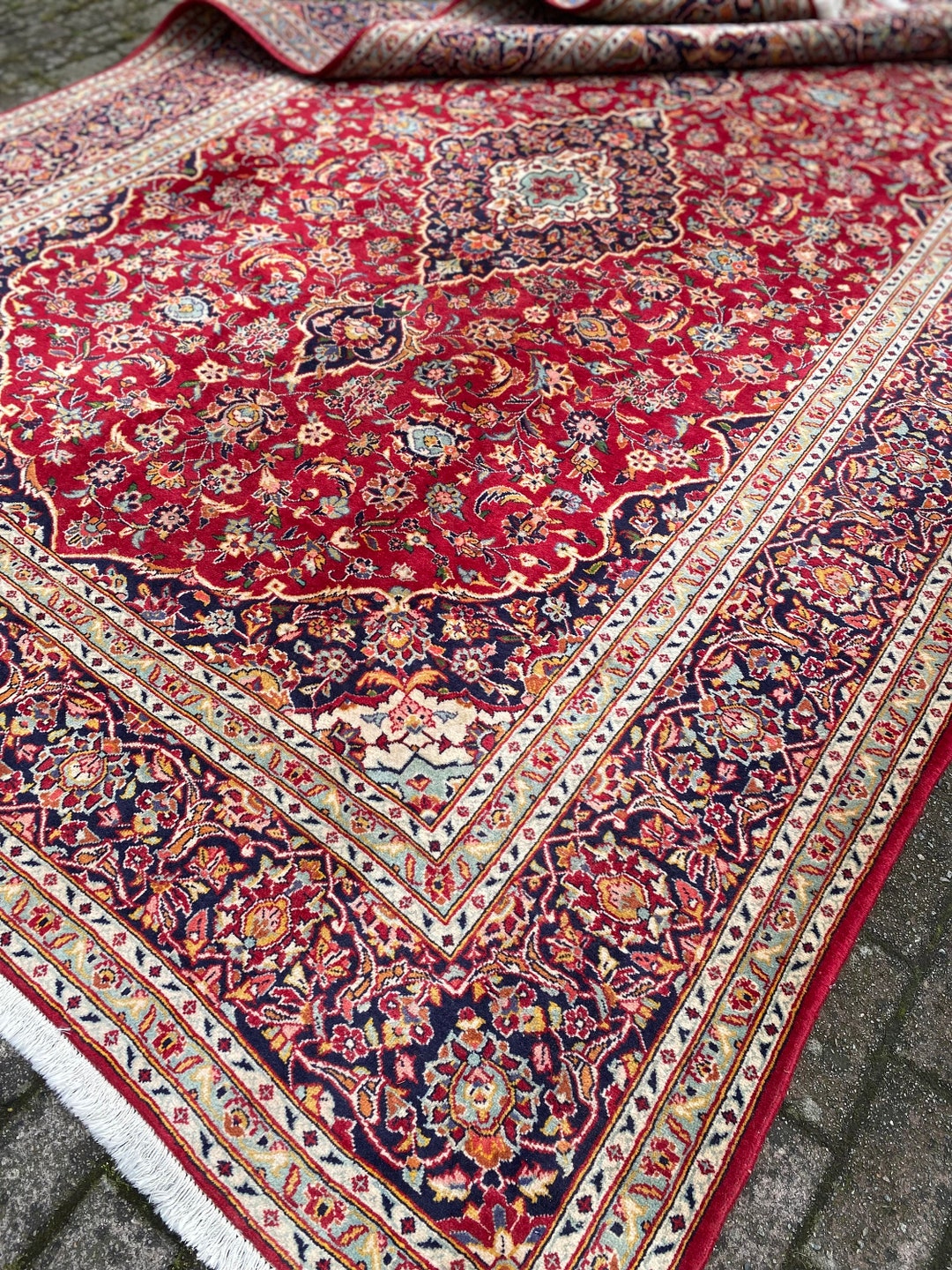 Handmade Vintage Keshan Persian Carpet, W 7 Ft X L 10"8 Ft, Keshan ...