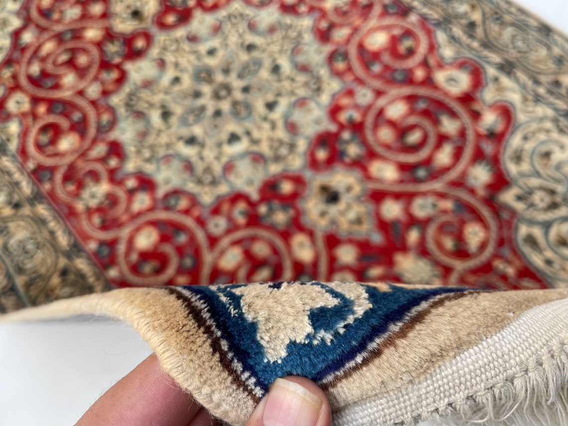 Original Nain Rug 4x6 1990s Rug Art Deco Handmade Persian Antique ...