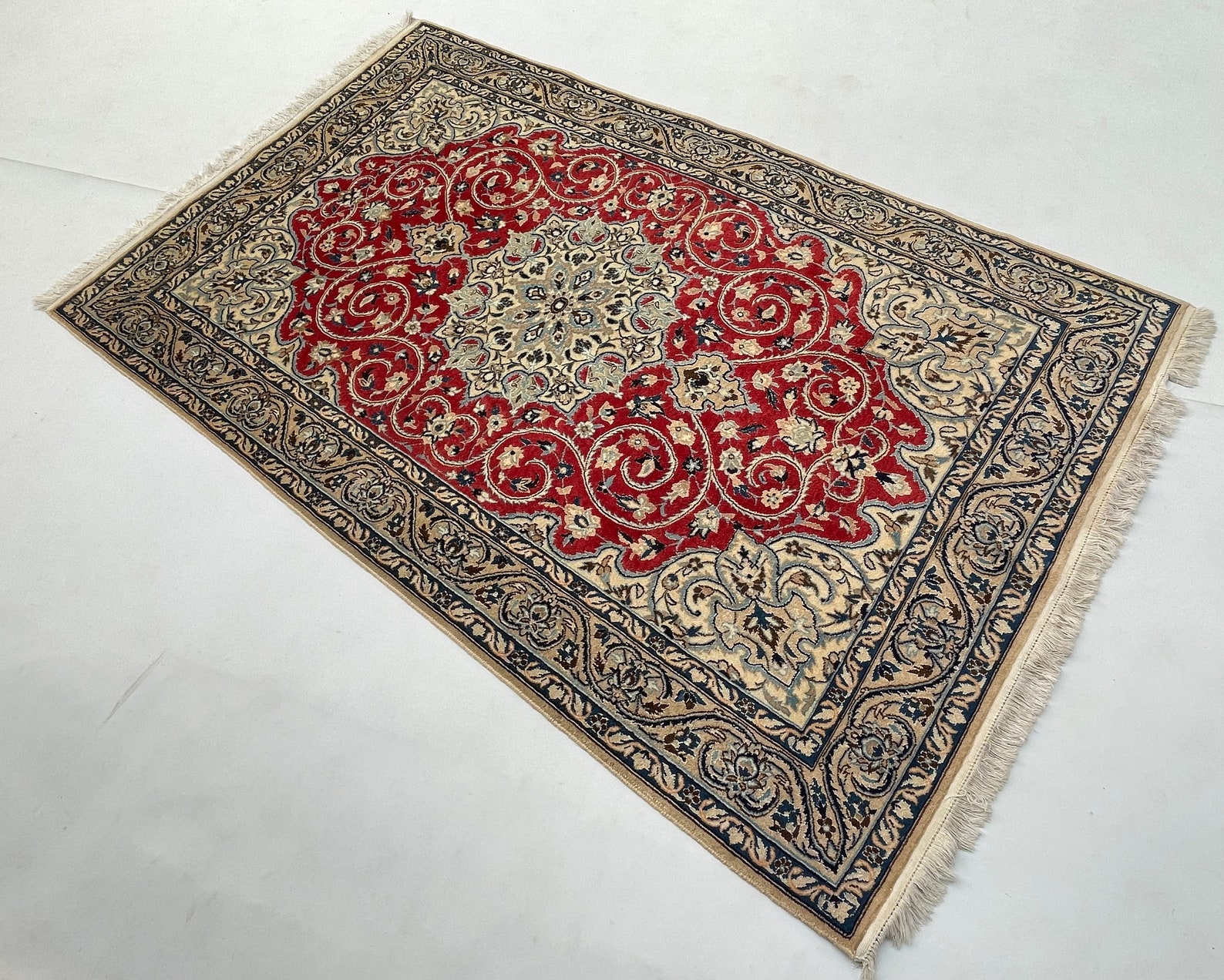 Original Nain Rug 4x6 1990s Rug Art Deco Handmade Persian Antique ...