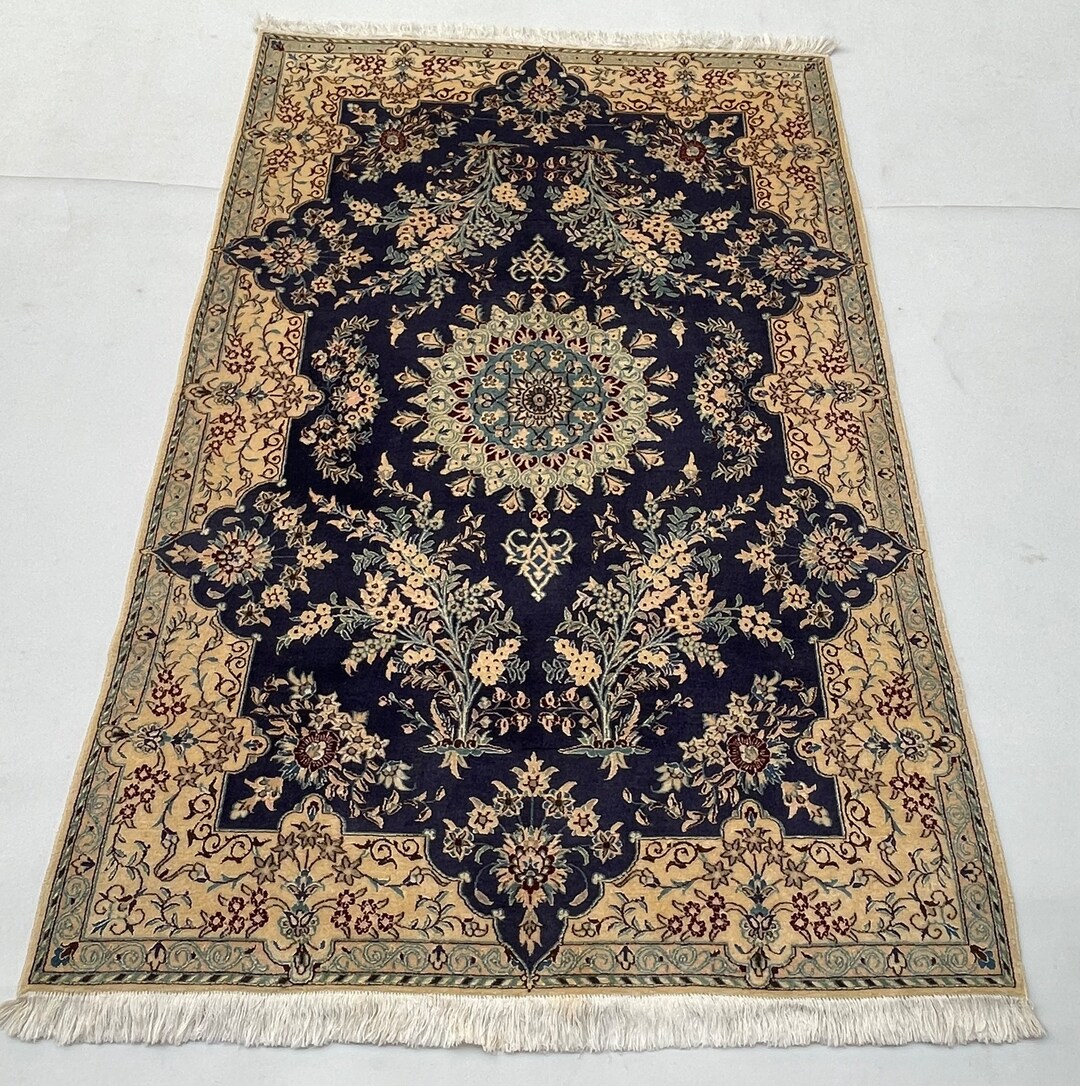 Nain Rug 3x5 1990s Rug Art Deco Original Handmade Persian Antique ...