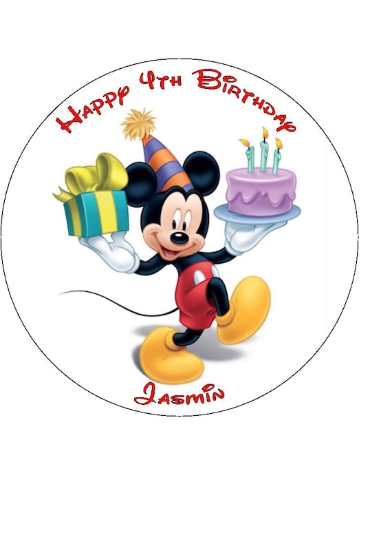 Mickey Mouse Personalised Message Edible Cake Topper 7.5 - Etsy