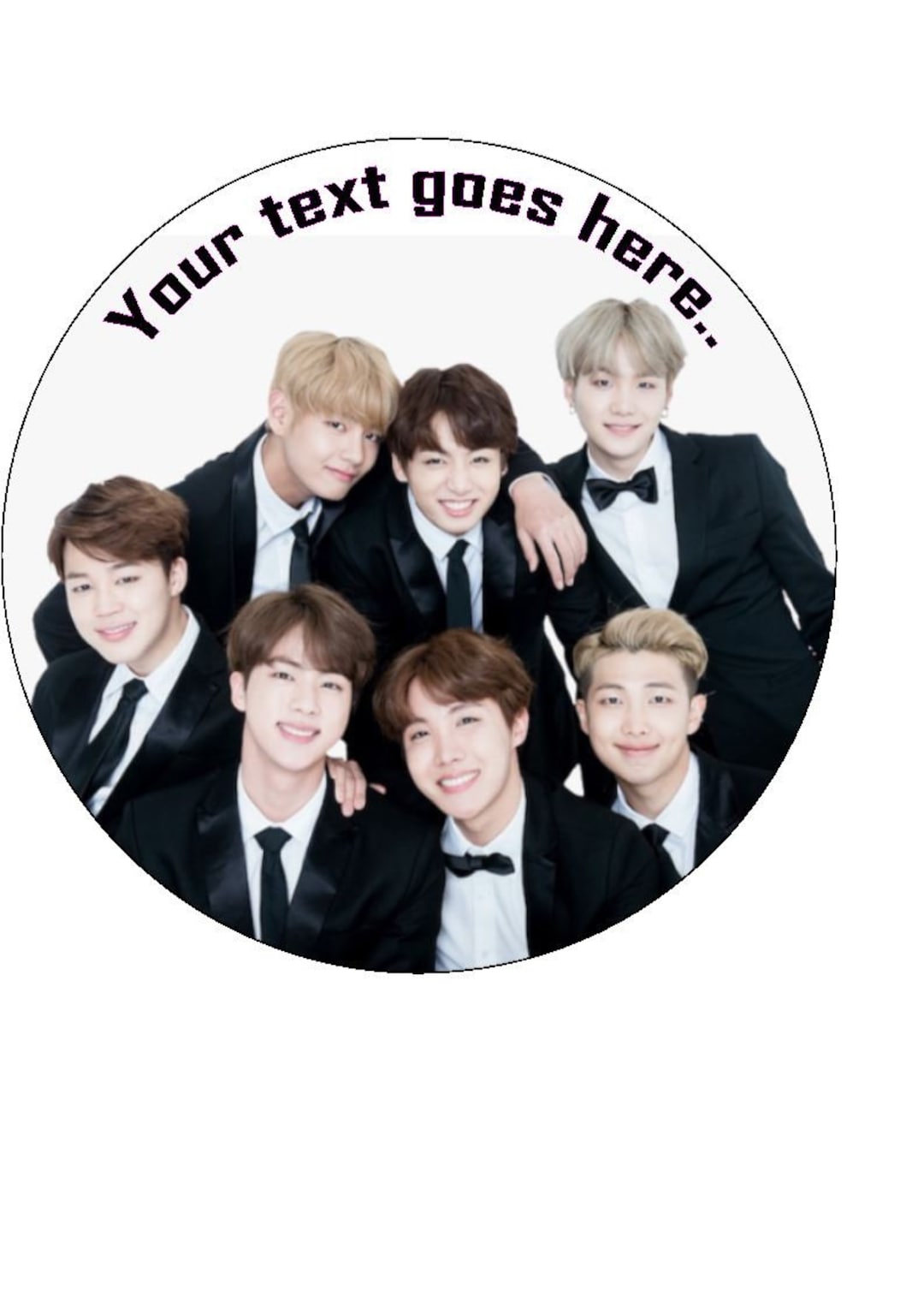 BTS Personalised Message Edible Birthday Cake Topper 7.5" Round - Etsy