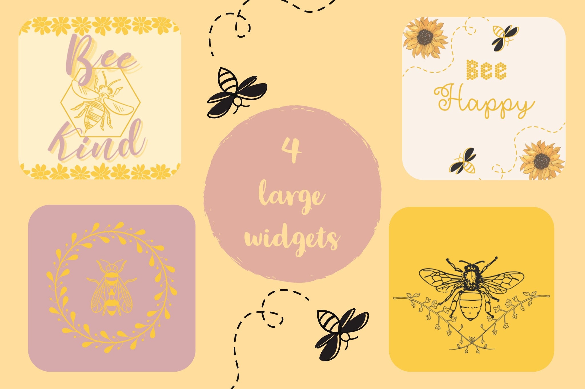 Honey Bee Ios Icon Pack 408 App Icons 204 Original Icons - Etsy