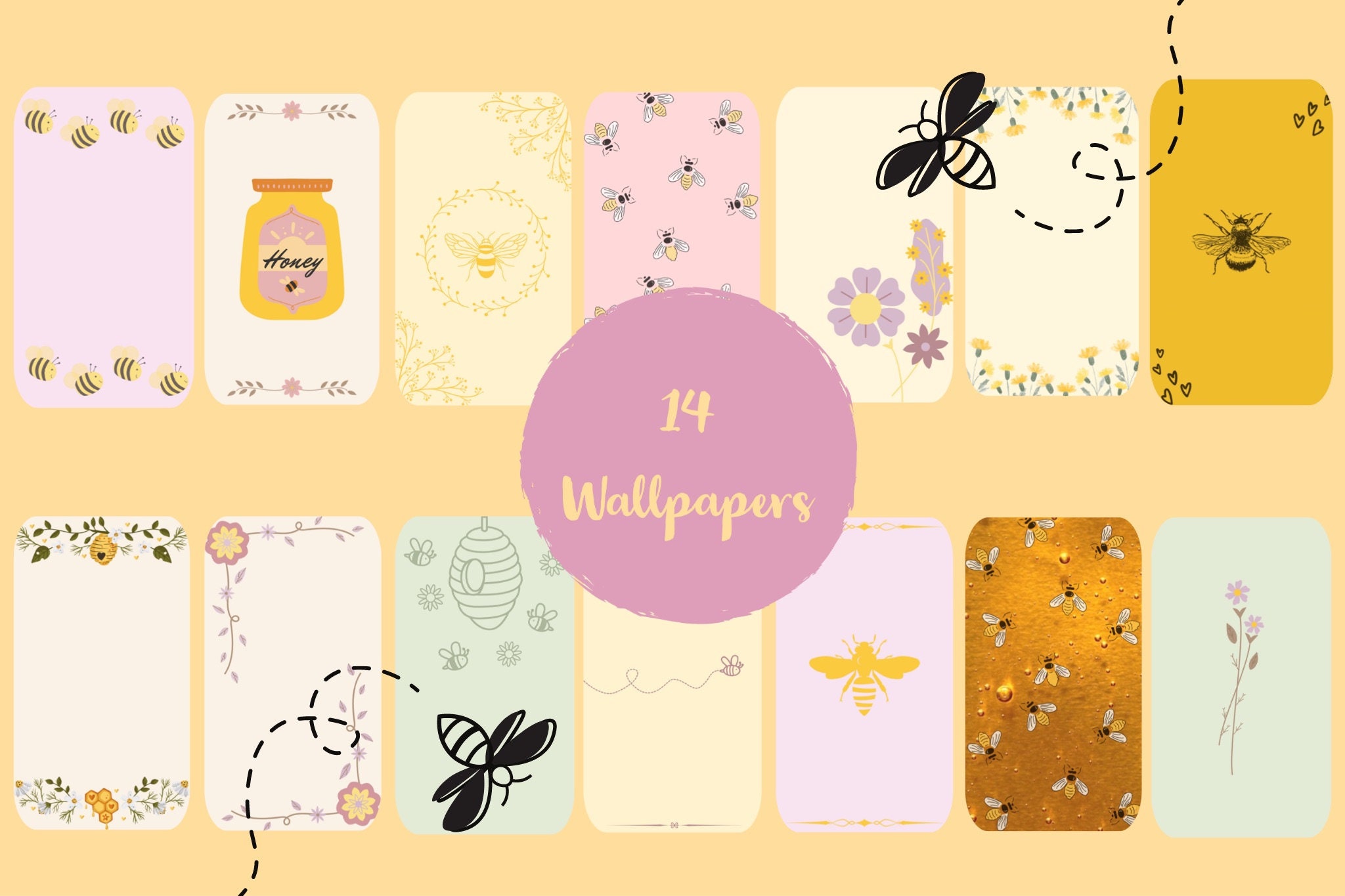 Honey Bee Ios Icon Pack 408 App Icons 204 Original Icons - Etsy