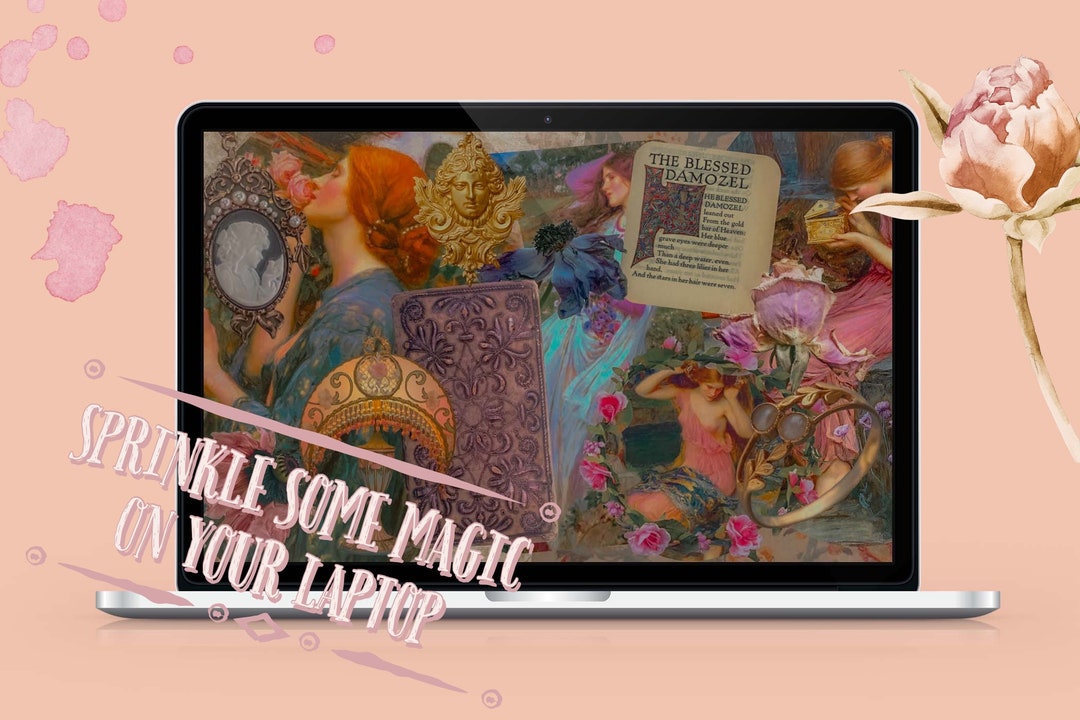 Aesthetic Digital Collage Screensaver Preraphaelite Art Themed, Pink ...