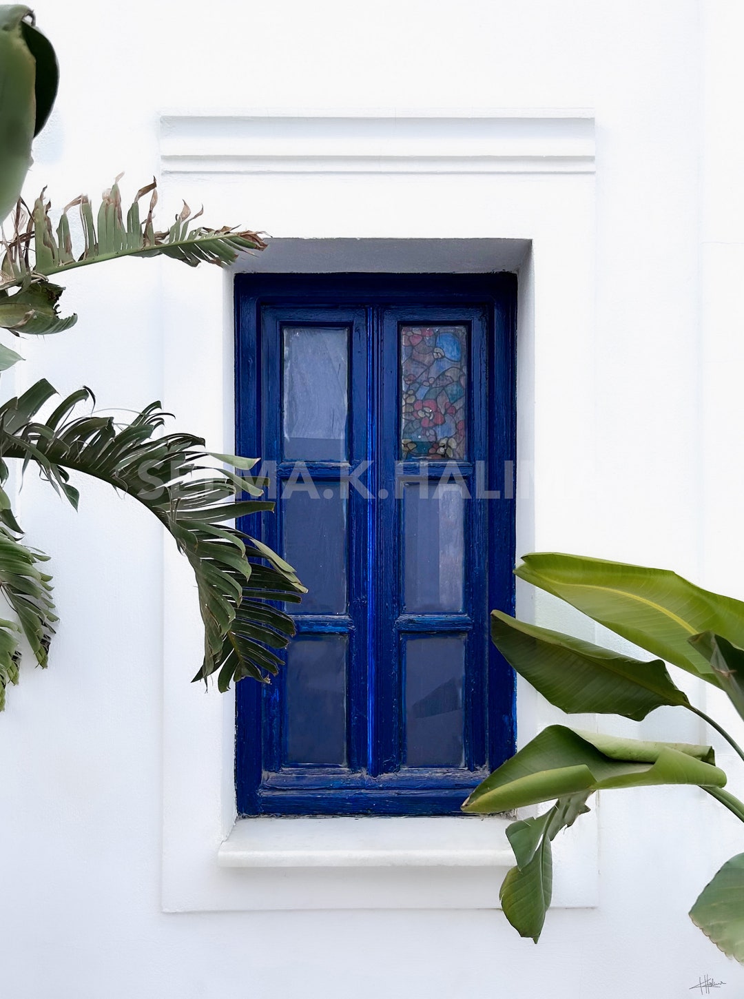 Santorini Greece Blue Window Mediterranean Photo Art Downloadable - Etsy