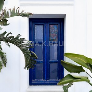 Santorini Greece Blue Window Mediterranean Photo Art Downloadable - Etsy