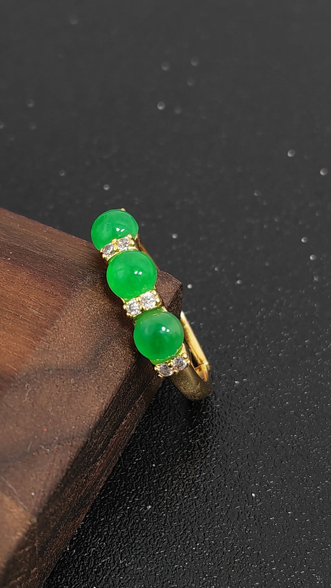 Natürliche grüne Jade Ring Versprechen Ring Minilist Ringe CZ Diamant ...