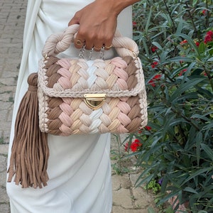 Crochet Bag, Handmade Bag,capri Luxury Bags,hand Woven Yarn Purse, Knit ...