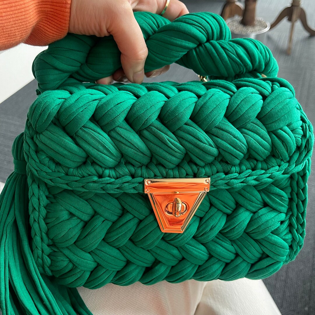 Crochet Bag, Capri Luxury Bag, Knit Shoulder Bag, Handmade Crossbody ...