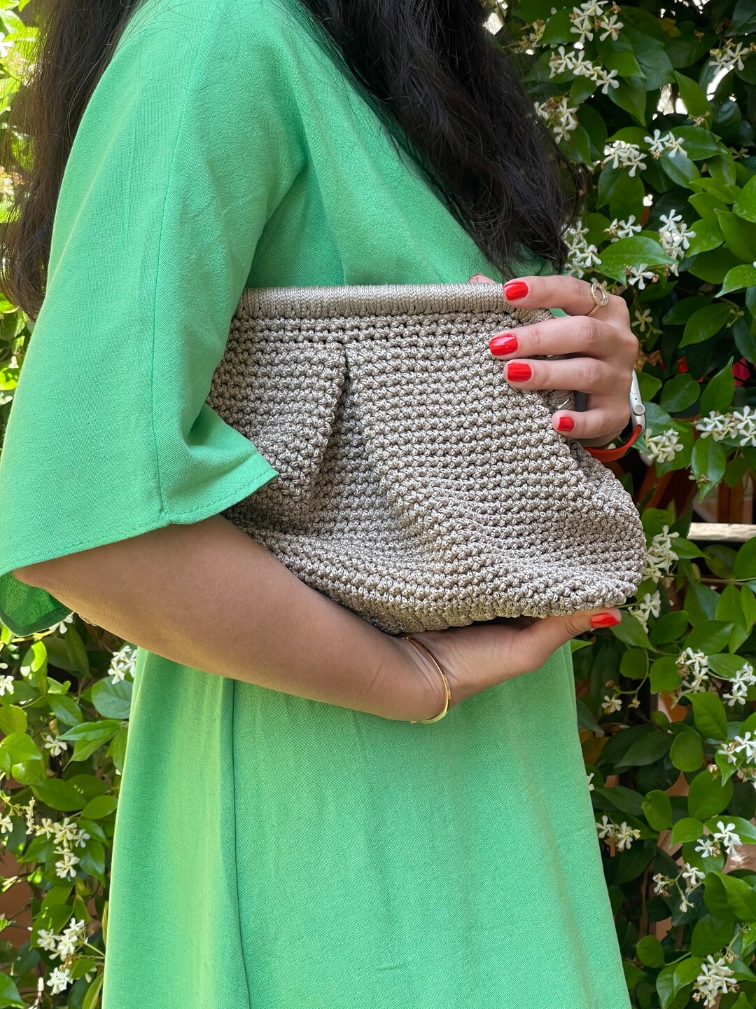 Crochet Clutch Bag, Dumpling Pouch Bag, Mini Cloud Bag, Handmade ...
