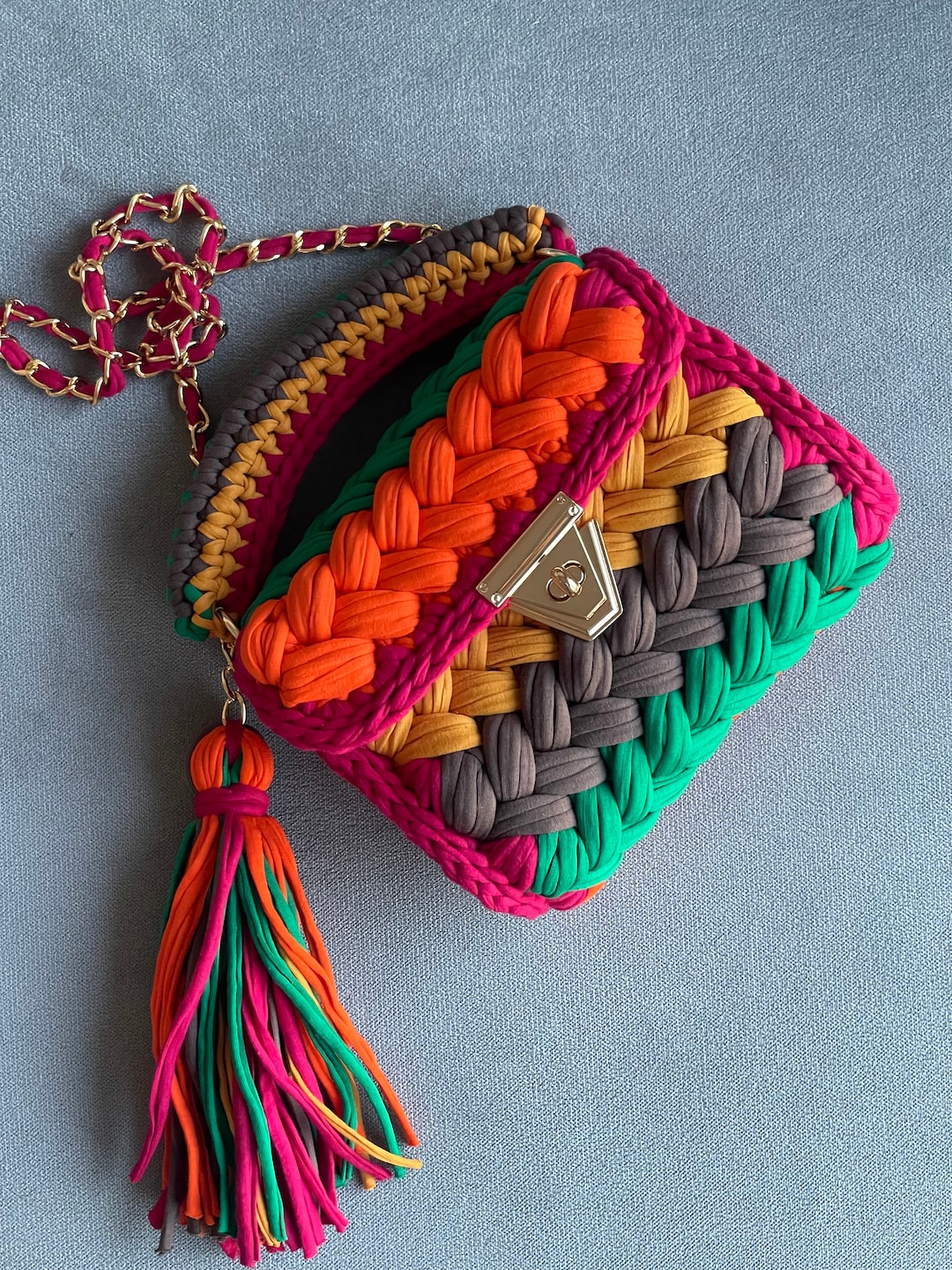 Crochet Bag, Capri Bag, Colourful Luxury Handmade Bag, Crossbody Bag ...