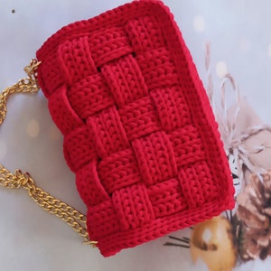 Crochet Bag, Luxury Bag,shoulder Bag,knit Box Bag, Gold Chain Capri Bag, Hand Woven Bag,unique ...