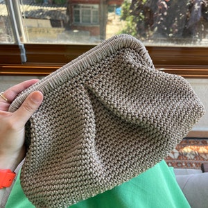 Crochet Clutch Bag, Dumpling Pouch Bag, Mini Cloud Bag, Handmade ...