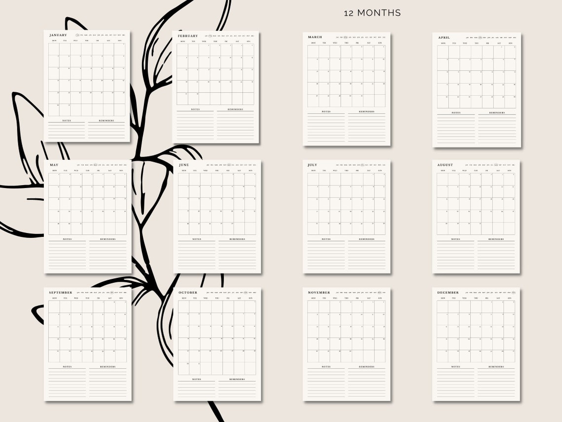 2023 Blank Monthly Calendar, Vertical Printable Calendar Pages ...