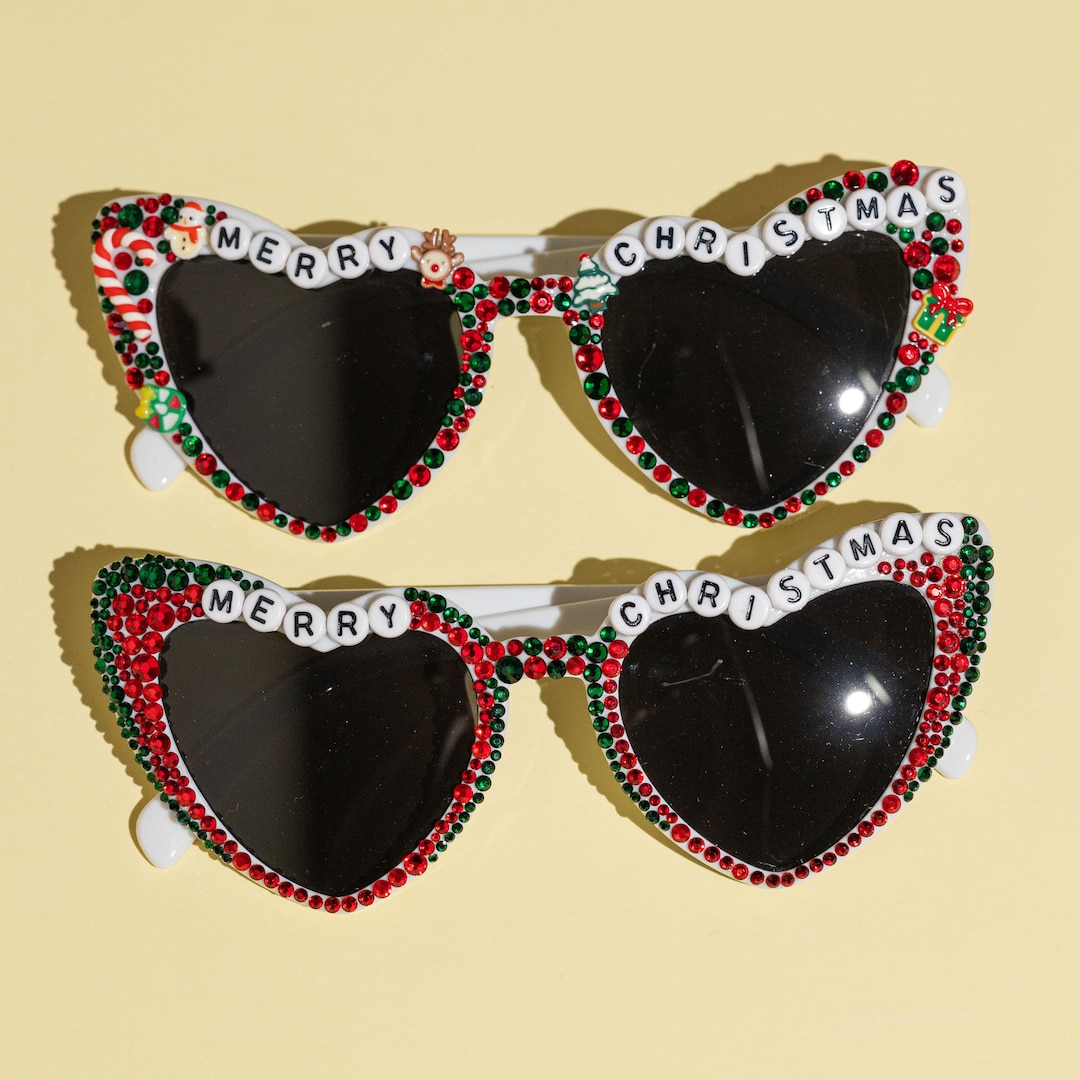 Christmas Glitter Party Glasses，christmas Sunglasses, Custom Sunglasses ...