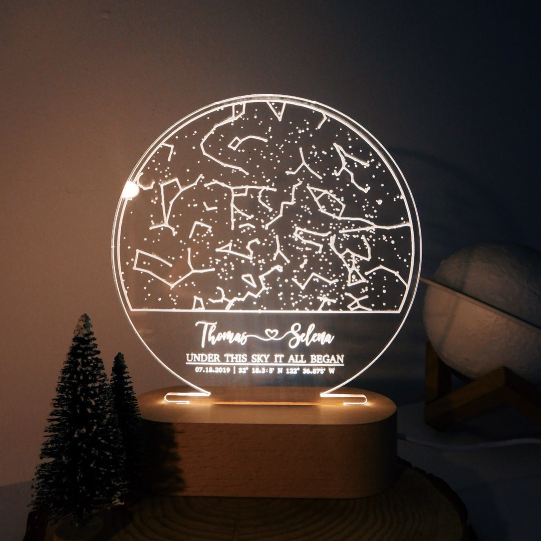 Personalized Star Map by Date Constellation Desk Lamp, Custom ...