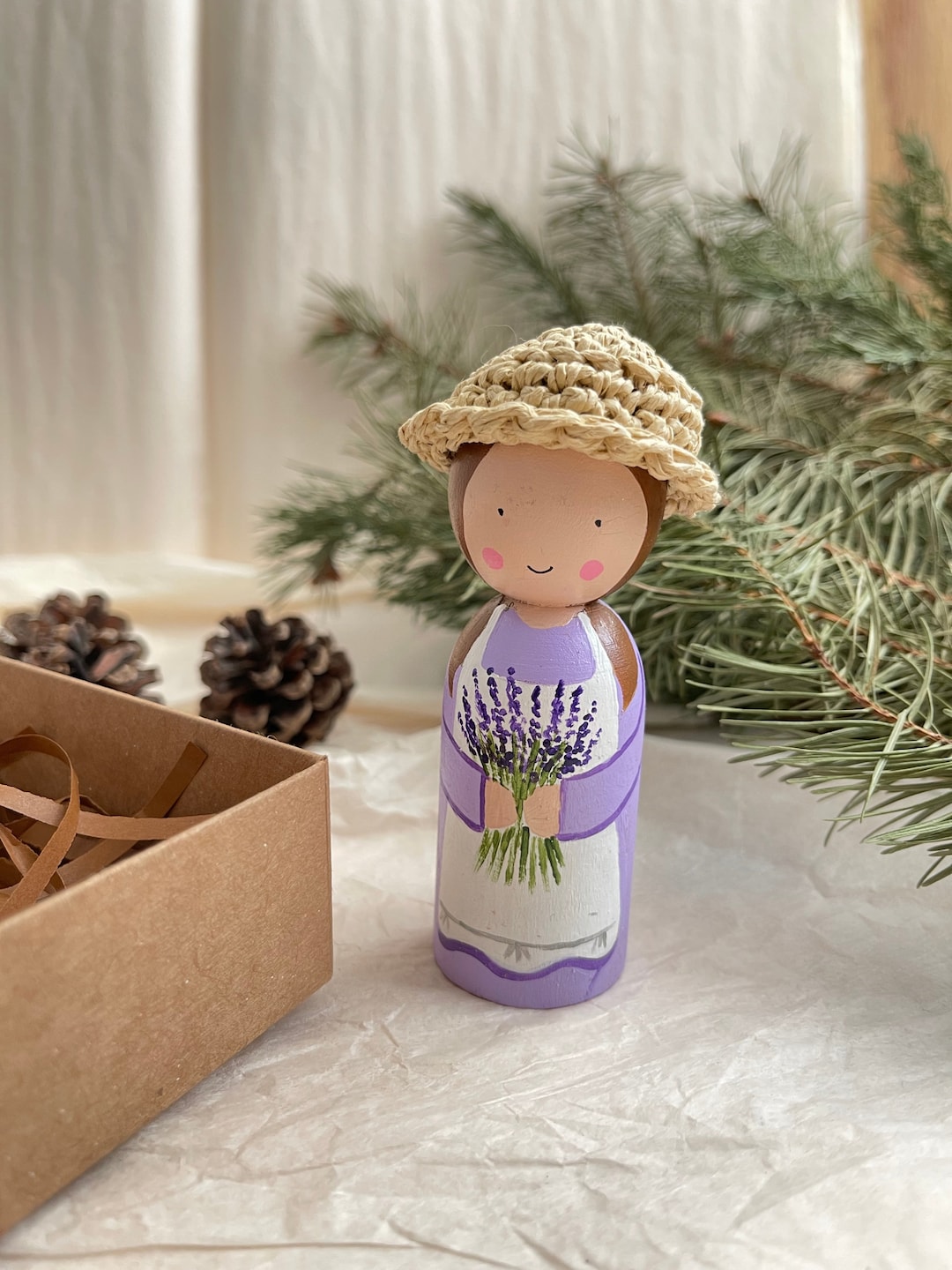 Hand Painted Lavender Girl Peg Doll - Etsy
