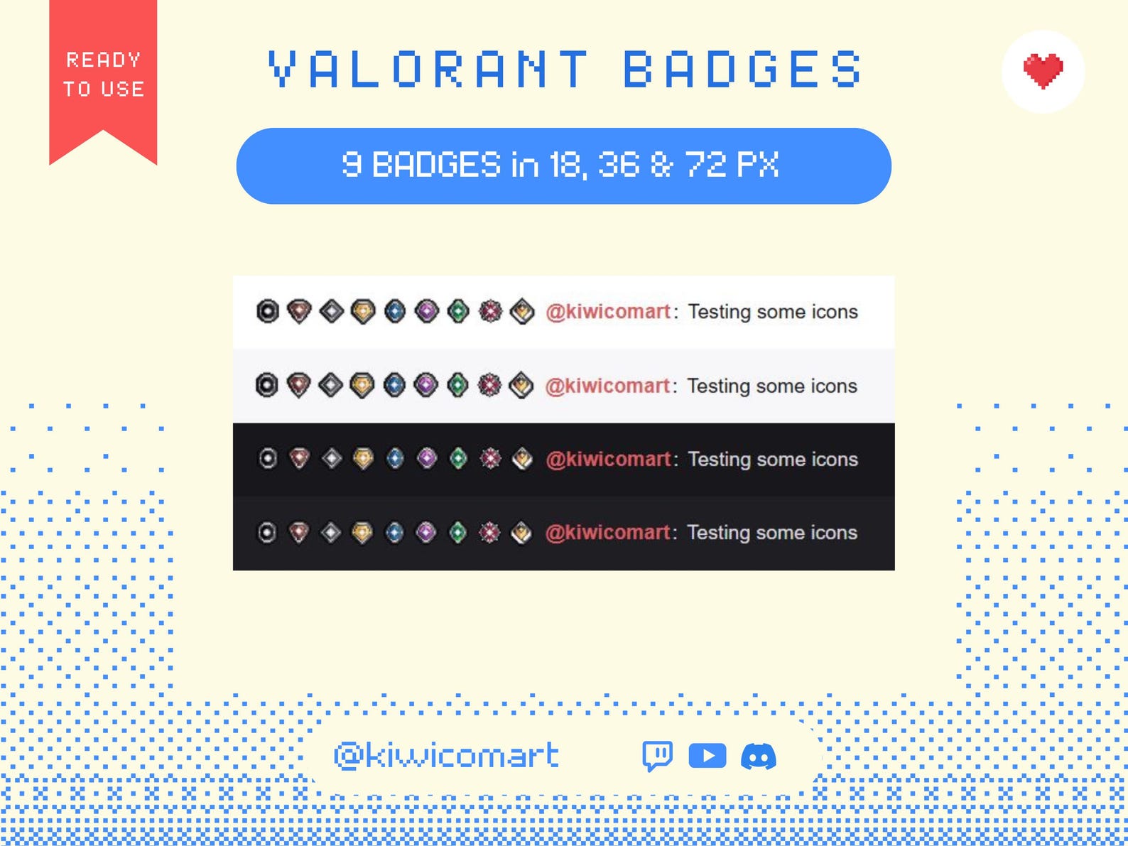 Valorant Rank Twitch Badges: Pixel Art Stream Sub Badges (digital ...