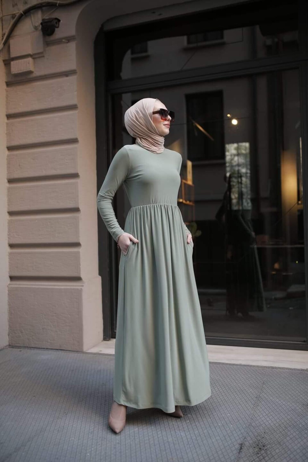 Bella Maxi Jersey Dress With Side Pocket Muslima, Muslim, Long Maxi ...