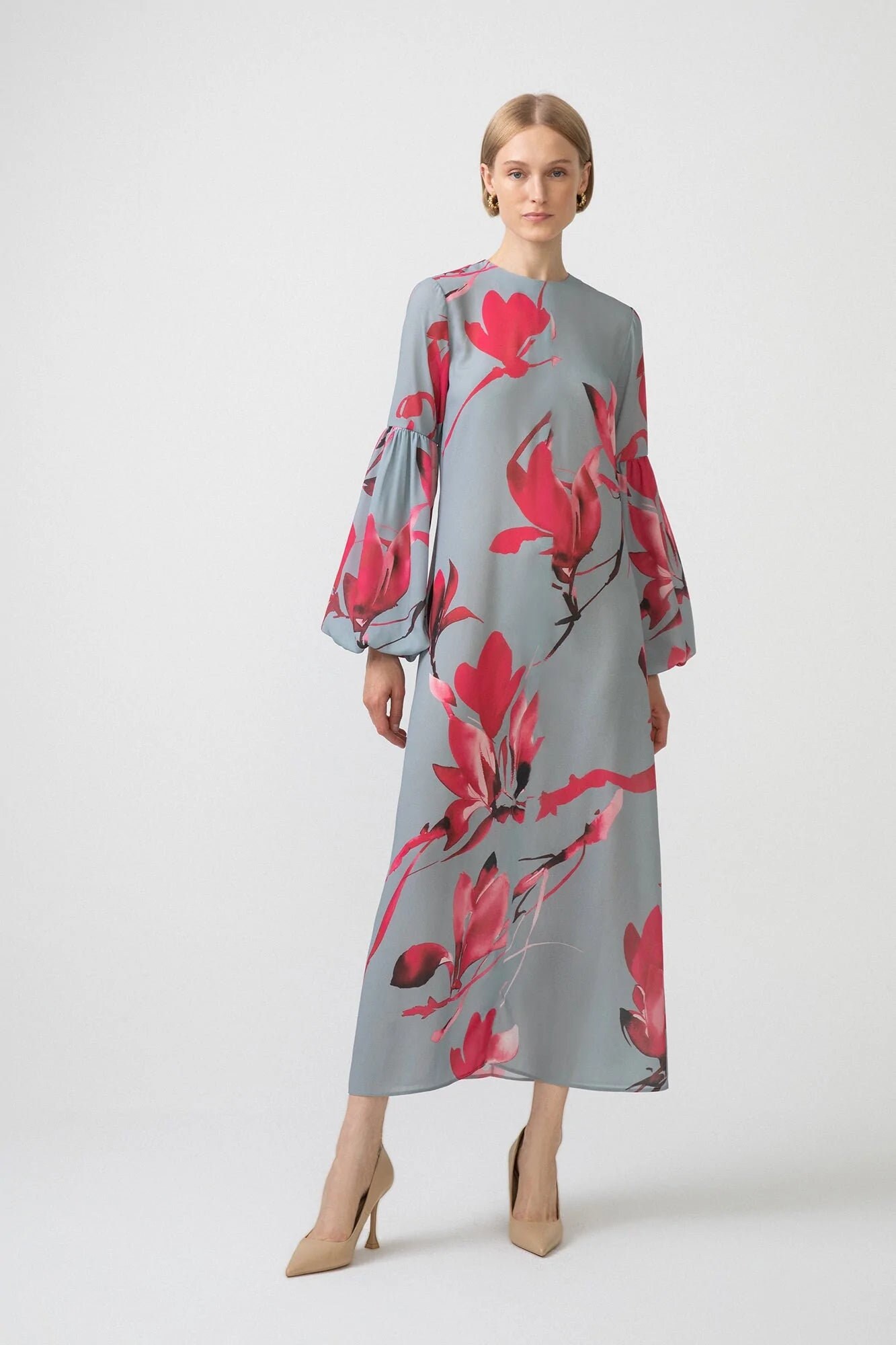 Balloon Sleeve Dress With Flowers - Etsy