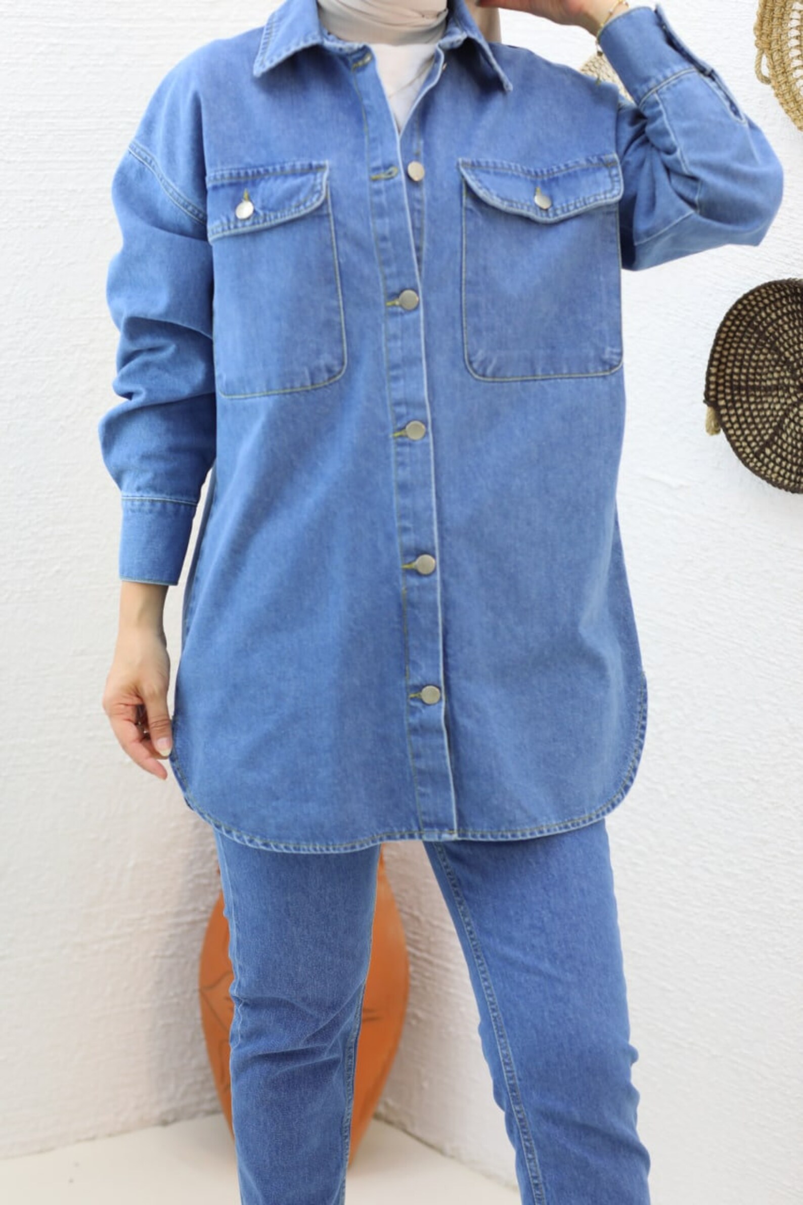 By Baano Design Soft Denim Shirt in Midwash Set - Etsy