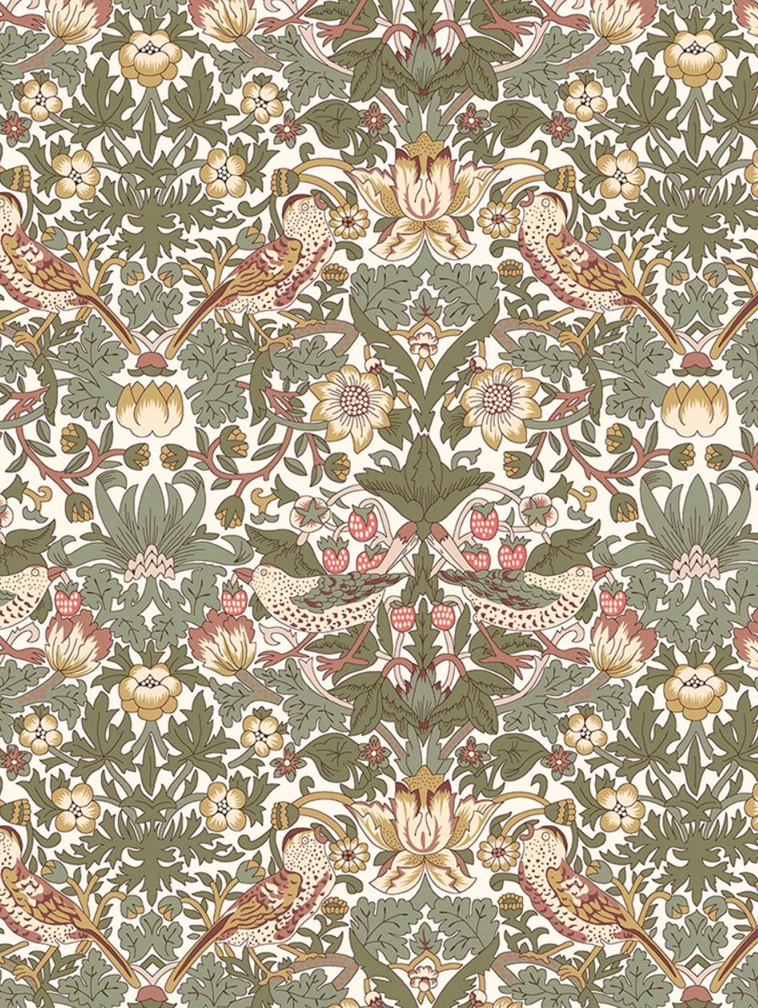 Liberty Fabric Strawberry Thief Spring Green Tana Lawn Cotton Fabric ...