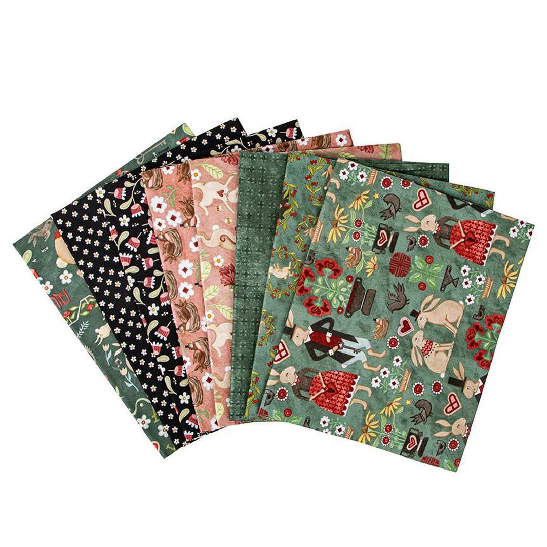 Hop Hop Hooray Fabric Teal 1-yard Bundle 8pc Teresa Kogut for Riley ...