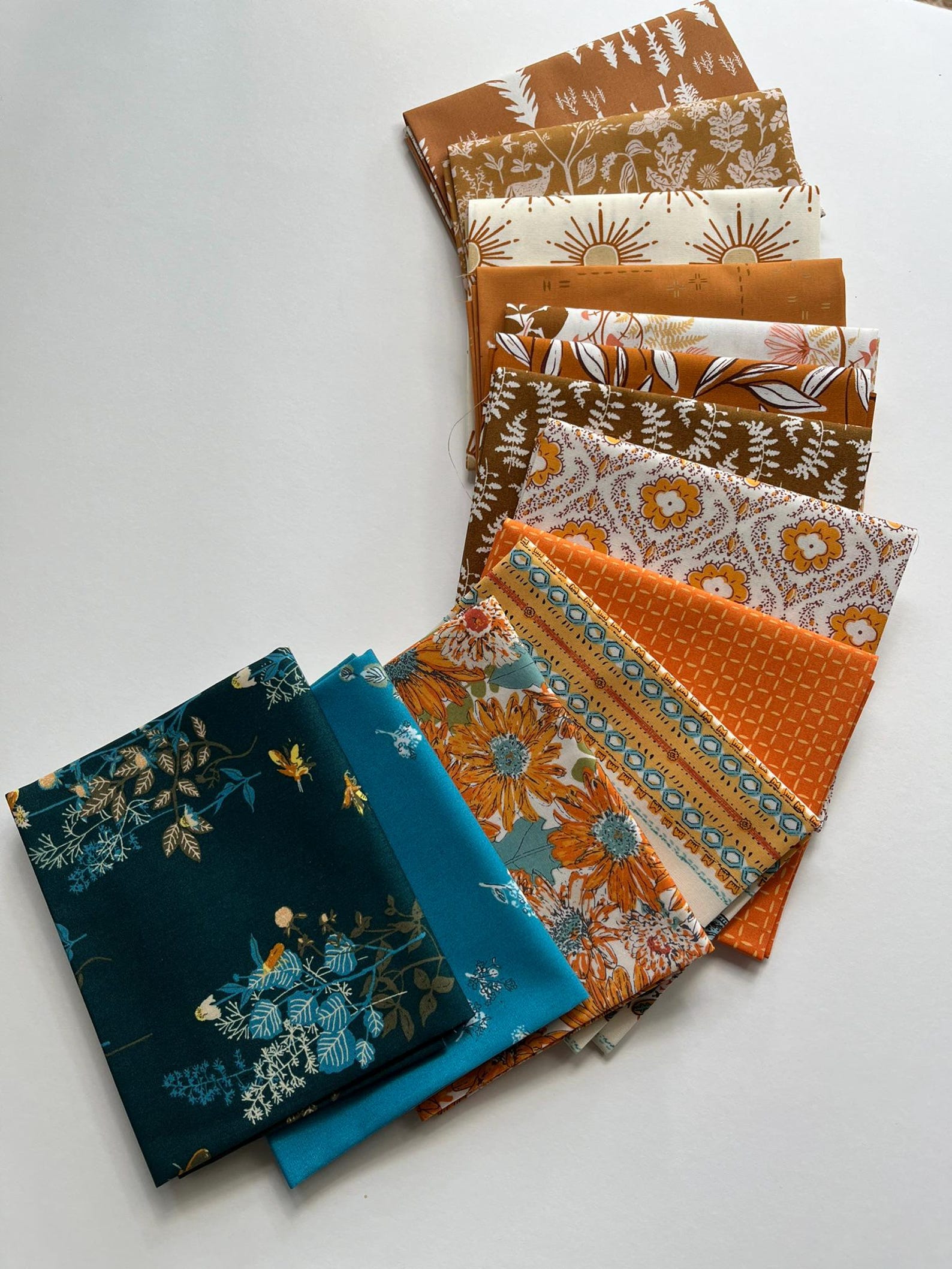 Curated Fat Quarter Bundle 13 Fat Quarters Teal Brown Warm Color Art ...