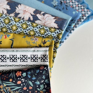 Denim Blue Gold Color Quilt Bundle Art Gallery Fabrics AGF Fat Quarter ...