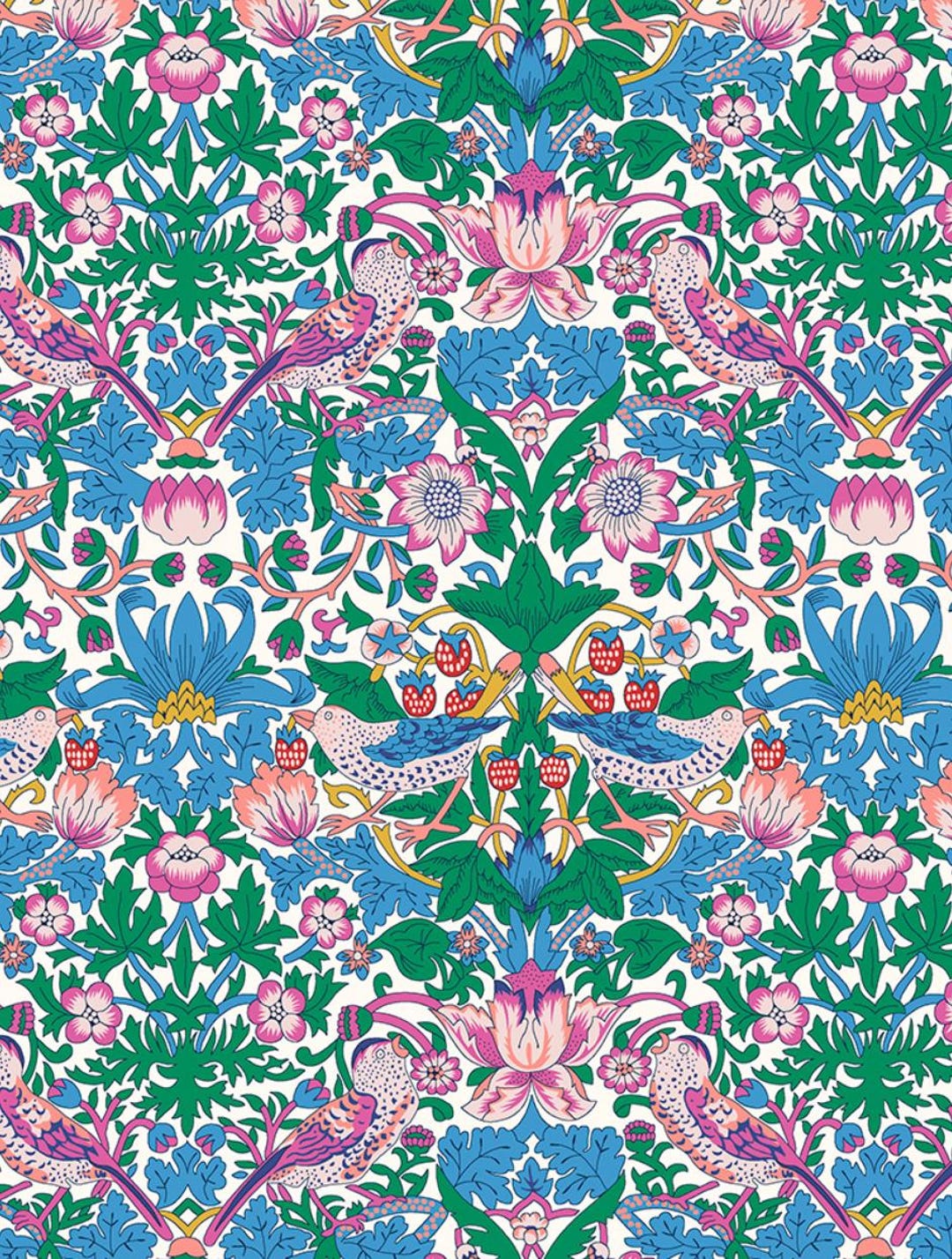 Liberty Fabric Strawberry Thief Spring MULTI BRIGHT Tana Lawn Cotton ...