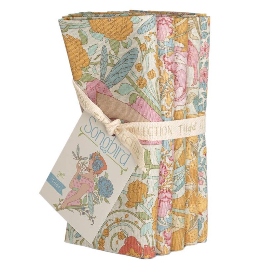 Tilda Songbird Yellow Fabric Bundle – Fat Quarter or Fat Eighth Bundle ...
