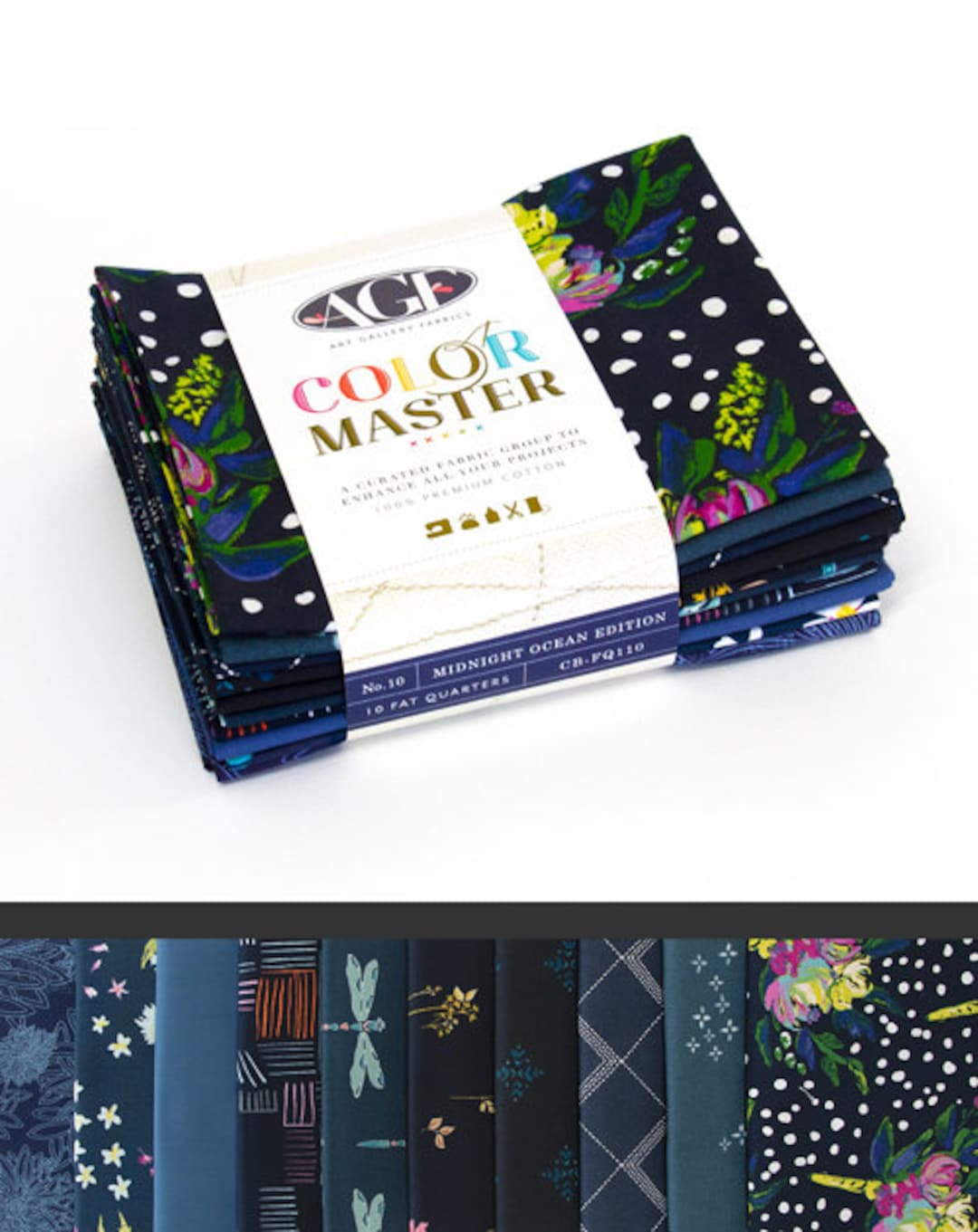 Clearance 10 PCS Fat Quarter Bundle -midnight Ocean Edition AGF Color ...