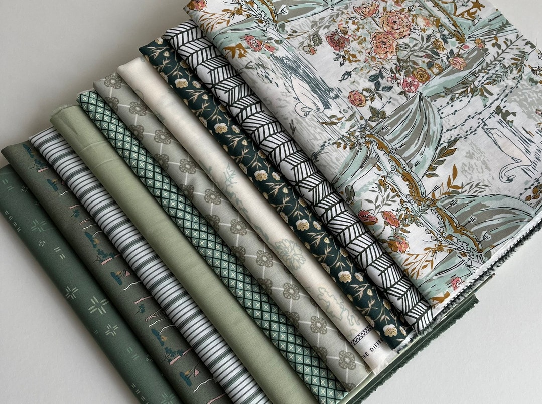 Hand Picked Sage Green Color Bundle 10 Pieces From Art Gallery Fabrics ...