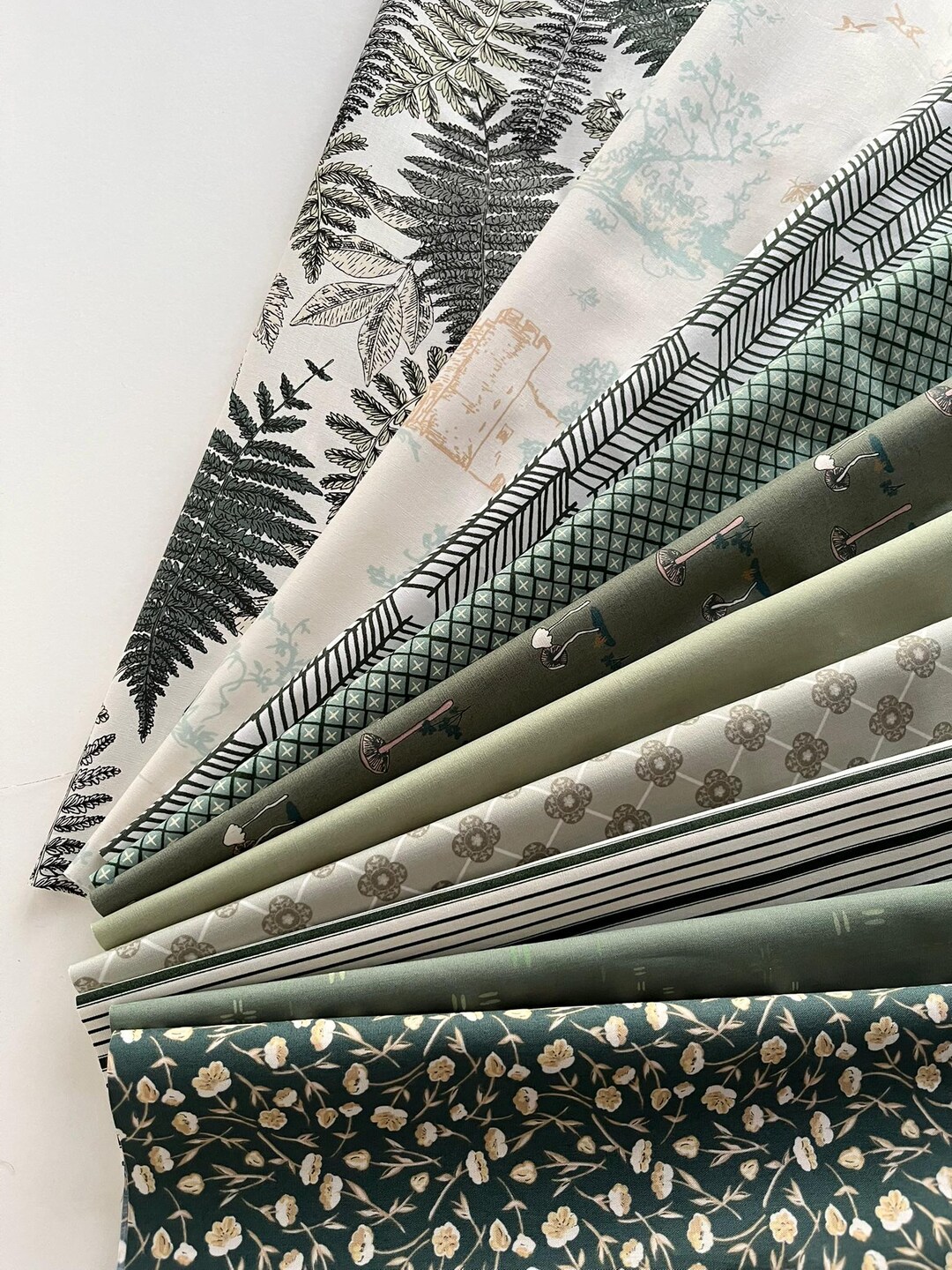 Hand Picked Sage Green Color Bundle 10 Pieces From Art Gallery Fabrics ...