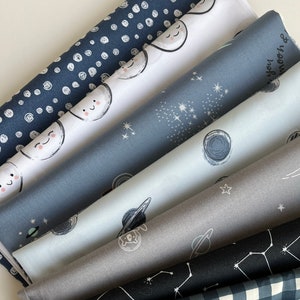 Kids Quilt Fabric Fat Quarters Bundle 10 Pcs Outer Space Stars Planets ...