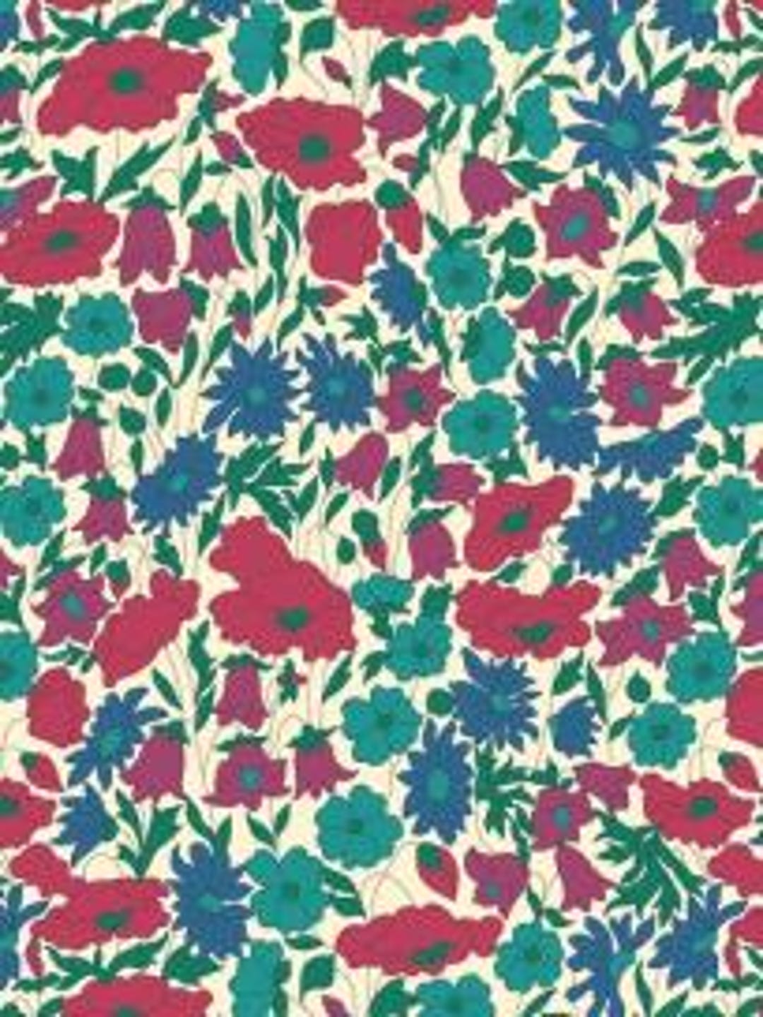Blue Turquoise Poppy and Daisy / Tana Lawn 03634095N Liberty Tana Lawn ...